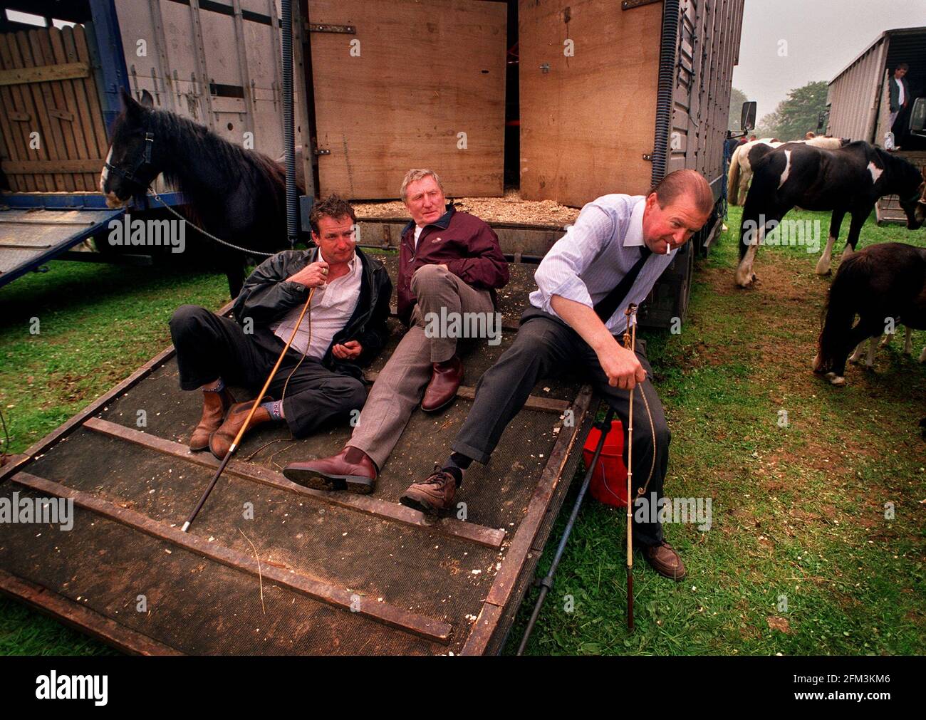 Horse traders on back of their truck May 1998at Gypsy Horse Fair at ...