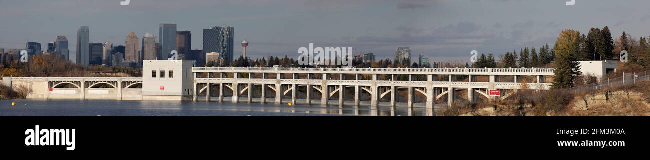 Glenmore dam and reservoir on the Elbow River provide Calgary with ...