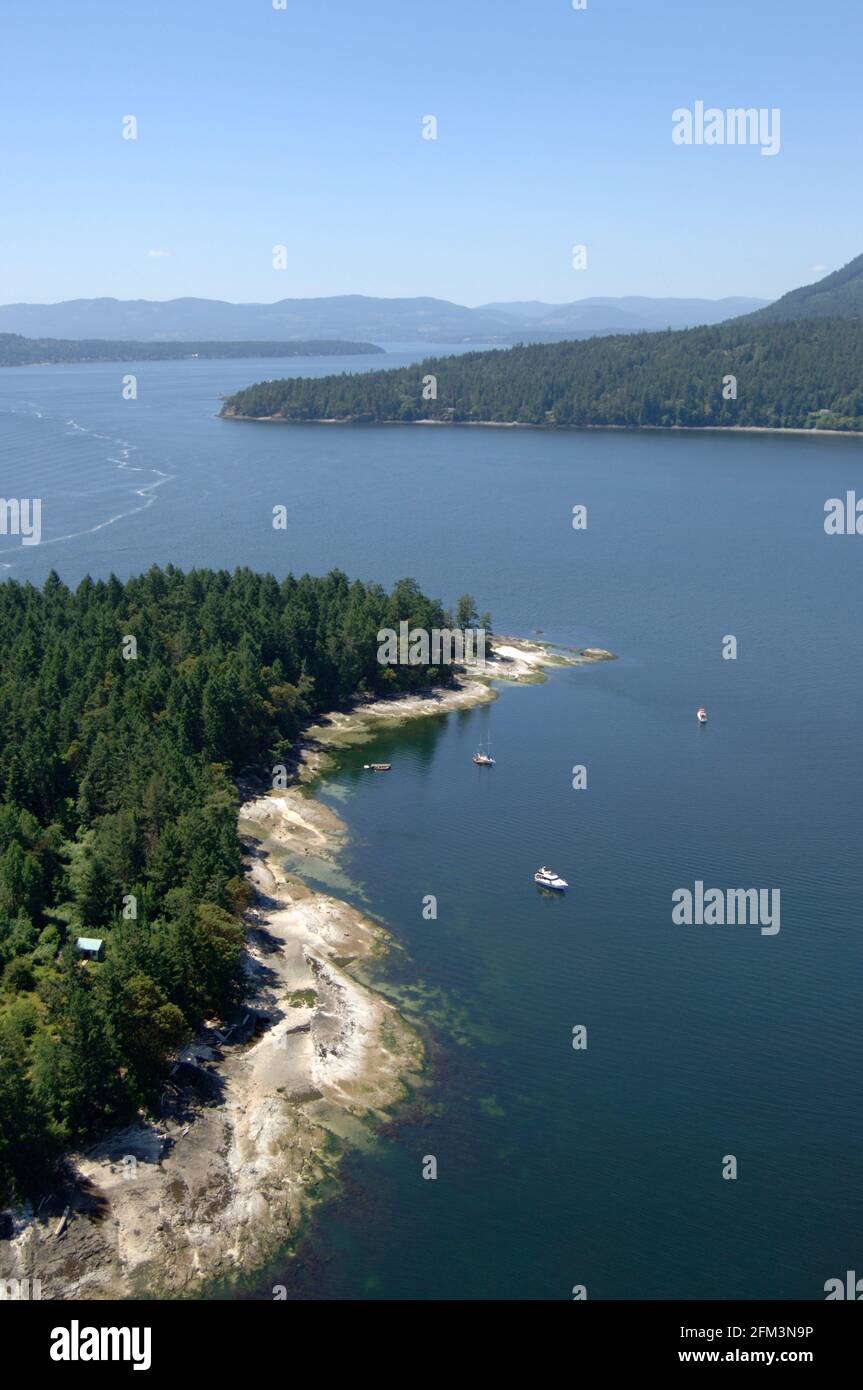 Aerial photograph of the anchorage at Russell Island, Gulf Islands ...