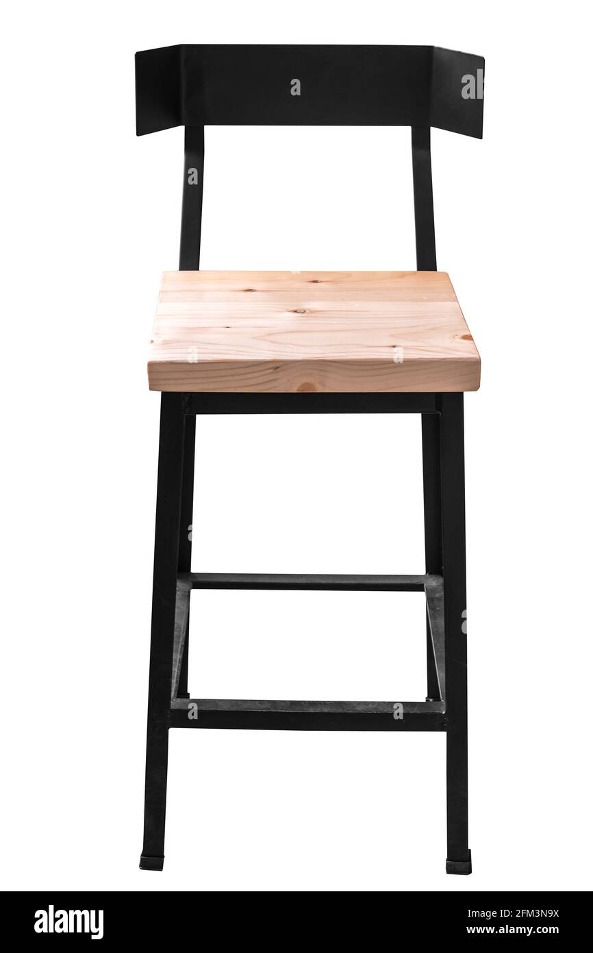 Modern wooden chair steel legs on white background, work with path ...