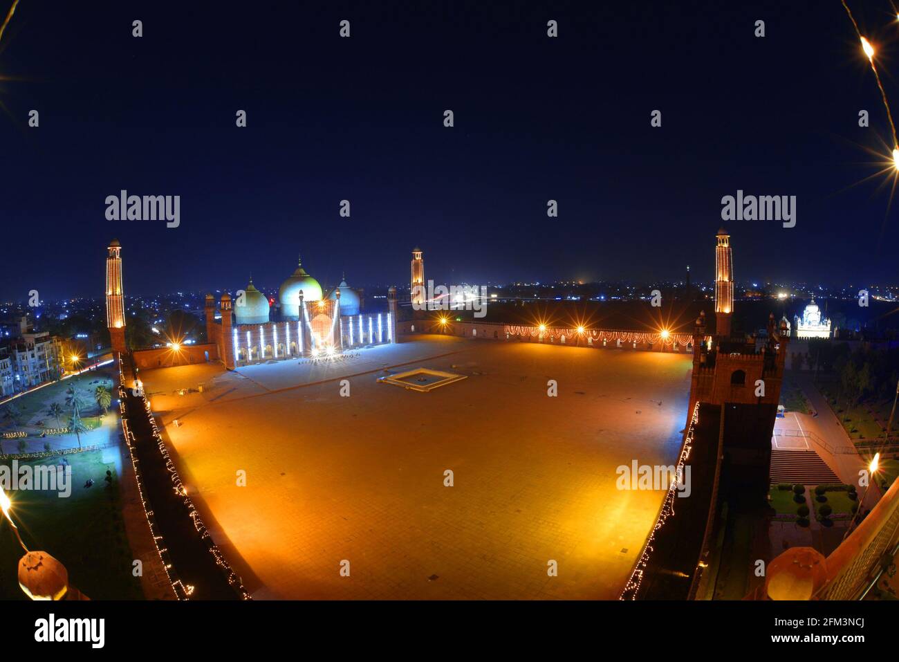 Lahore, Pakistan. 05th May, 2021. An attractive splendid stunning aerial view of the illuminated ...