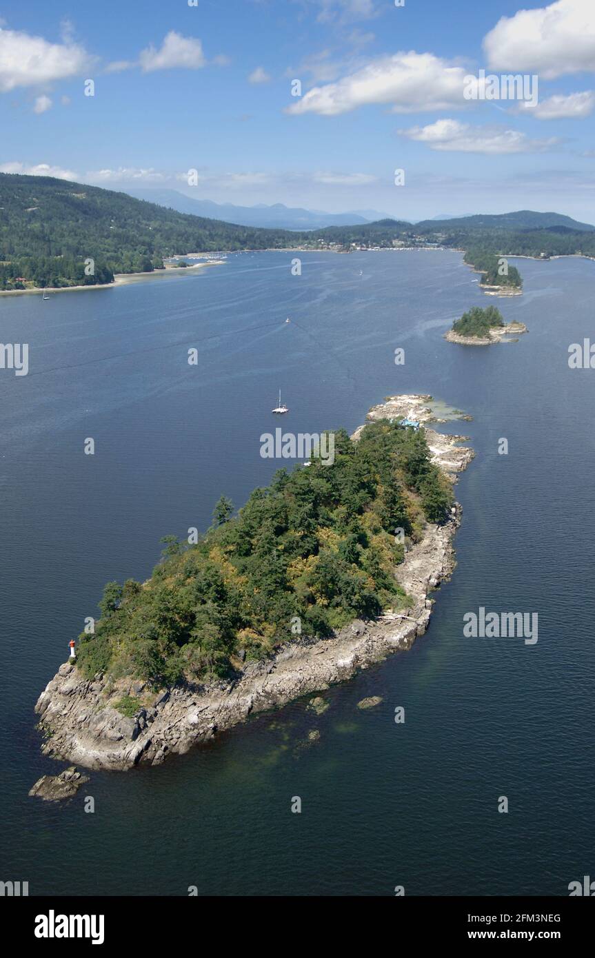 Aerial photograph of the Chain Islands in the entrance to Ganges ...