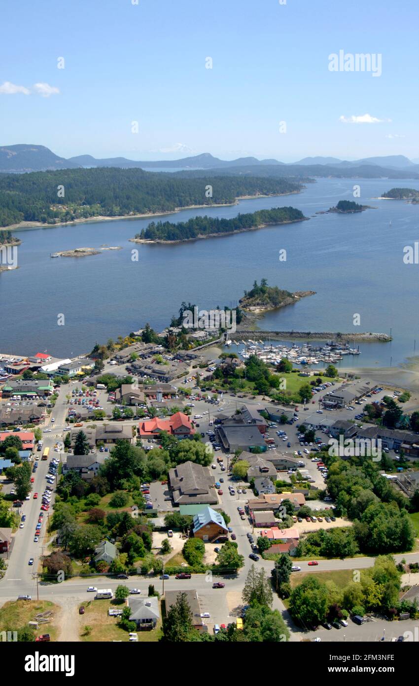 Aerial photograph of Ganges and Ganges Harbour, Saltspring Island ...