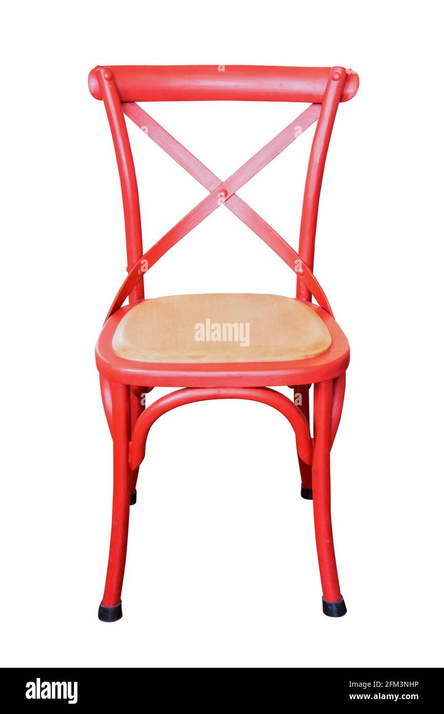 Red wooden chair isolated on white background with clipping path Stock ...