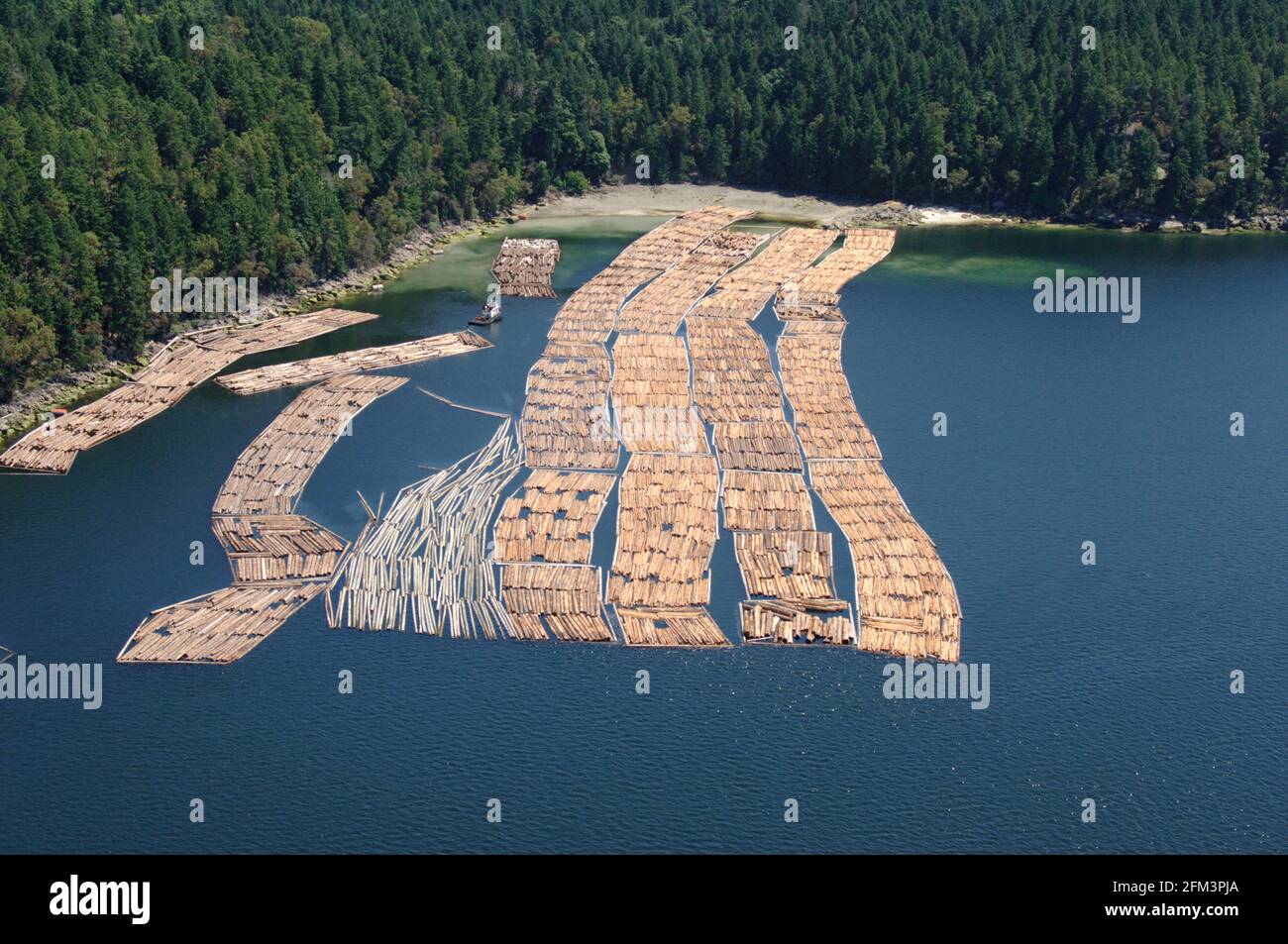 Log booms off Valdes Island, Gabriola Island, BC. Aerial photographs of ...