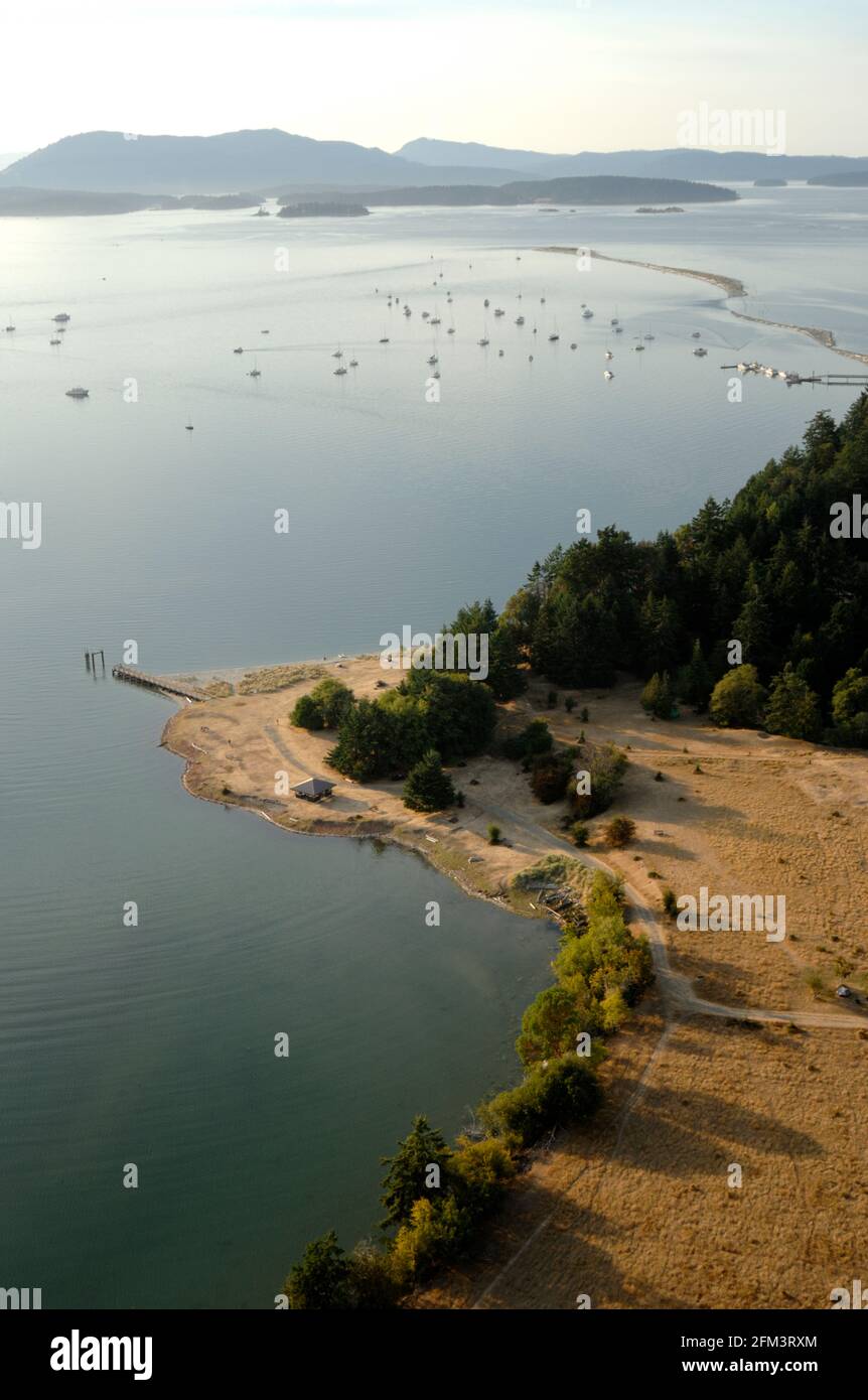 Aerial photograph of Sidney Spit, Gulf Islands National Park Reserve of ...