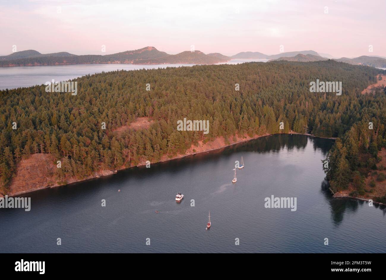 Aerial photograph of Prevost Island, Southern Gulf Islands, British ...