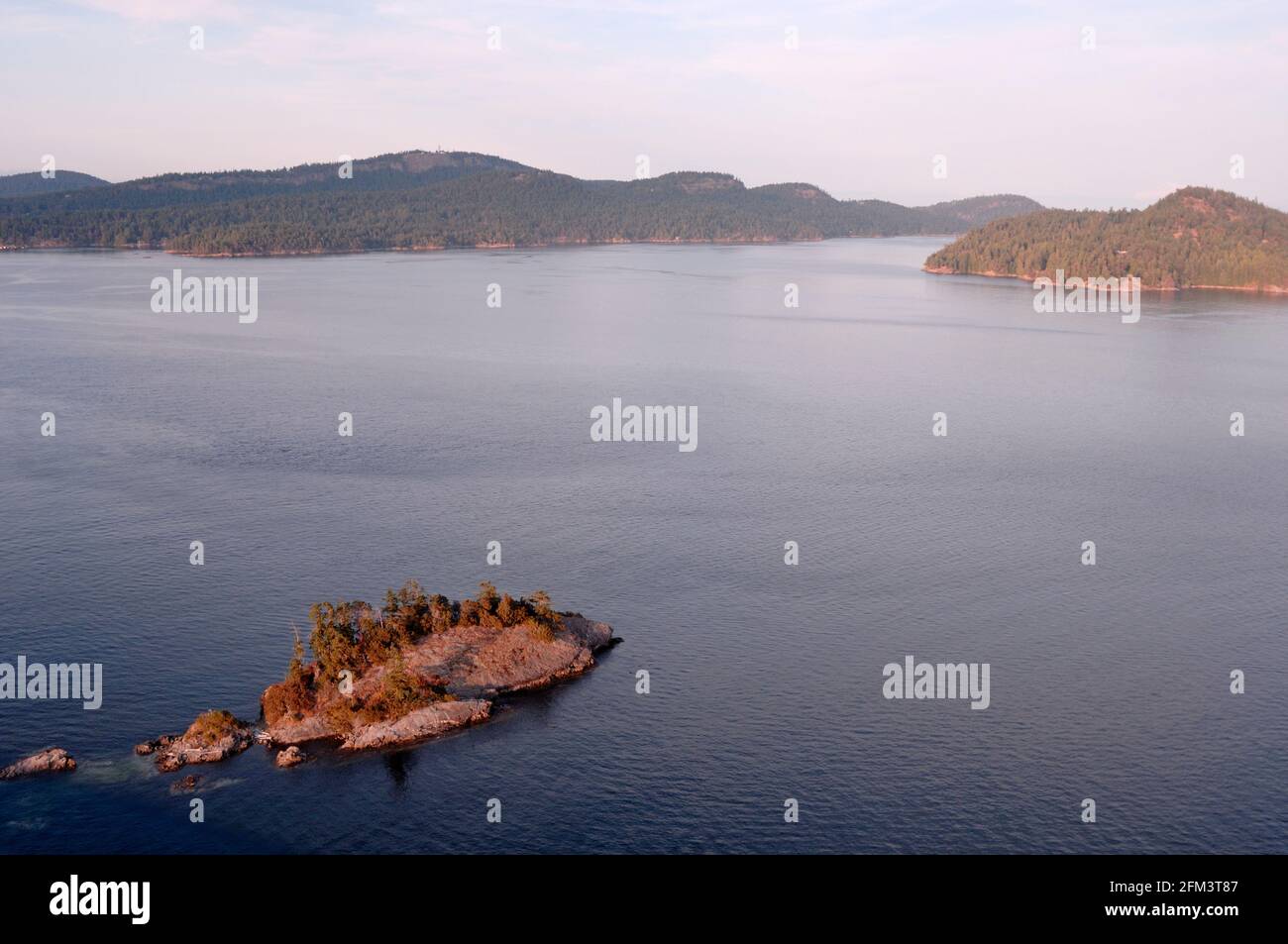 Aerial photograph of Prevost Island, Southern Gulf Islands, British ...