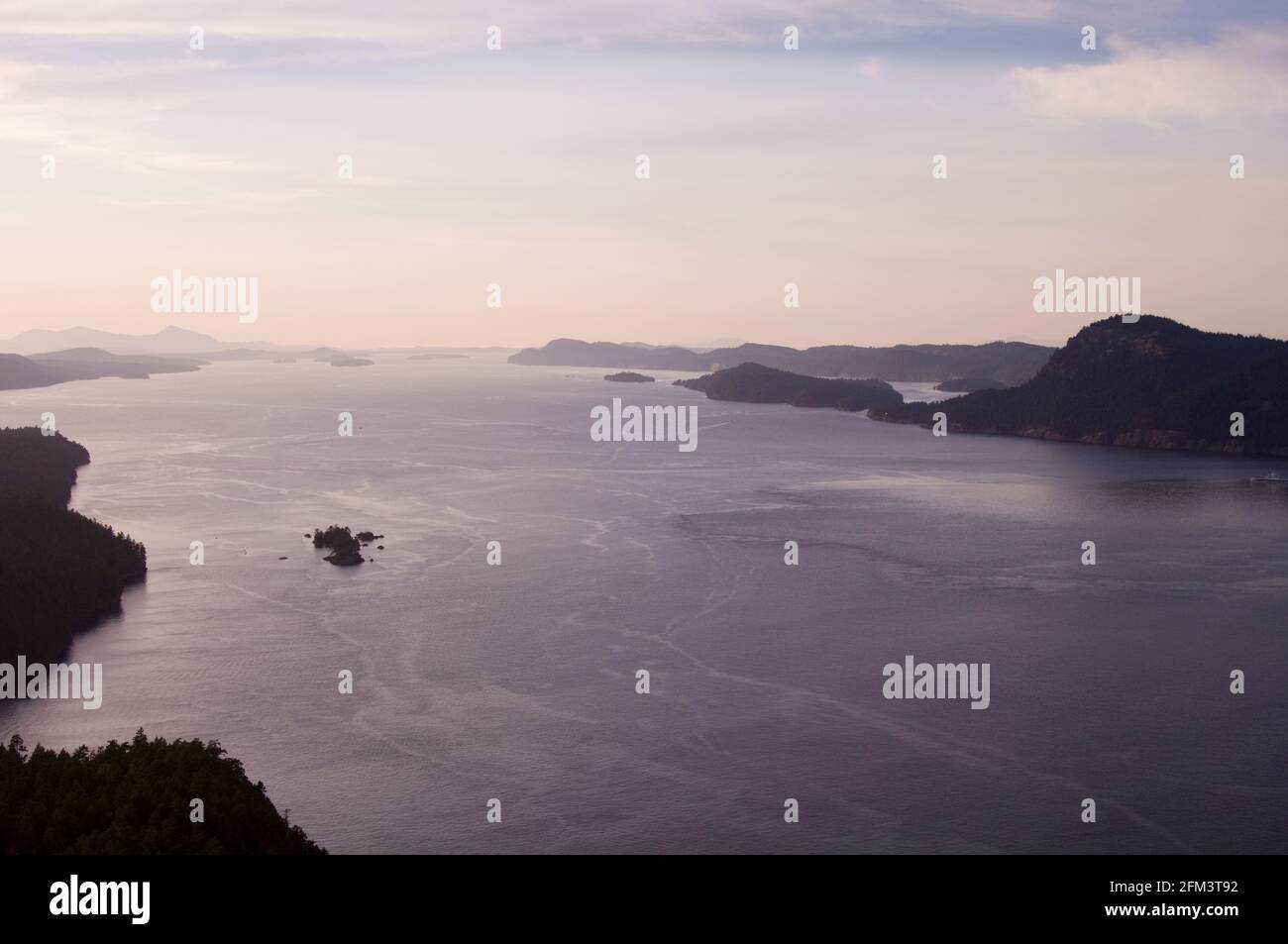 The view north up Trincomali Channel from above Prevost Island, BC ...