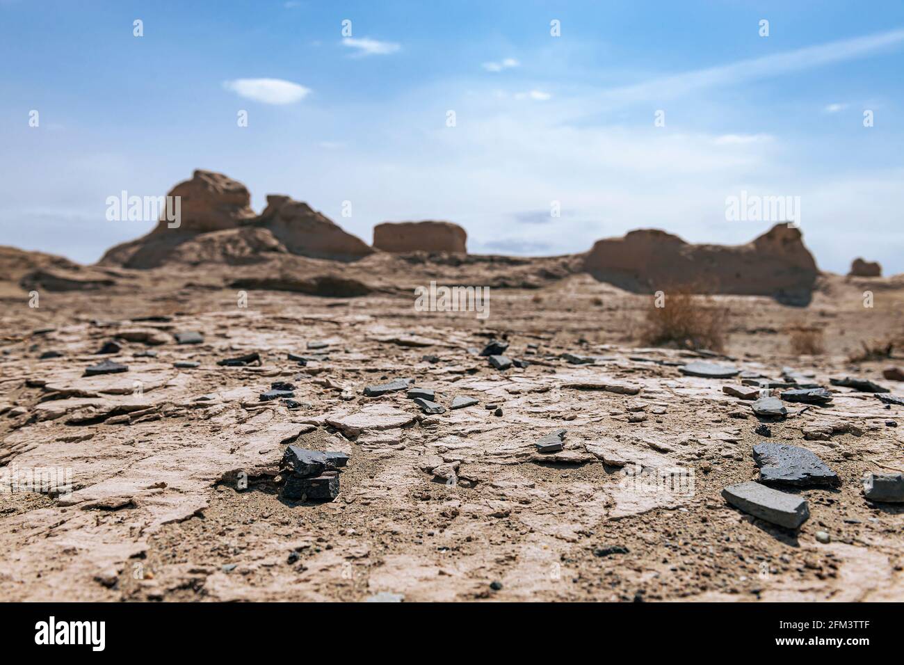 JINTA, CHINA - APRIL 2, 2021 - A view of East ancient city ruins, Jinta ...
