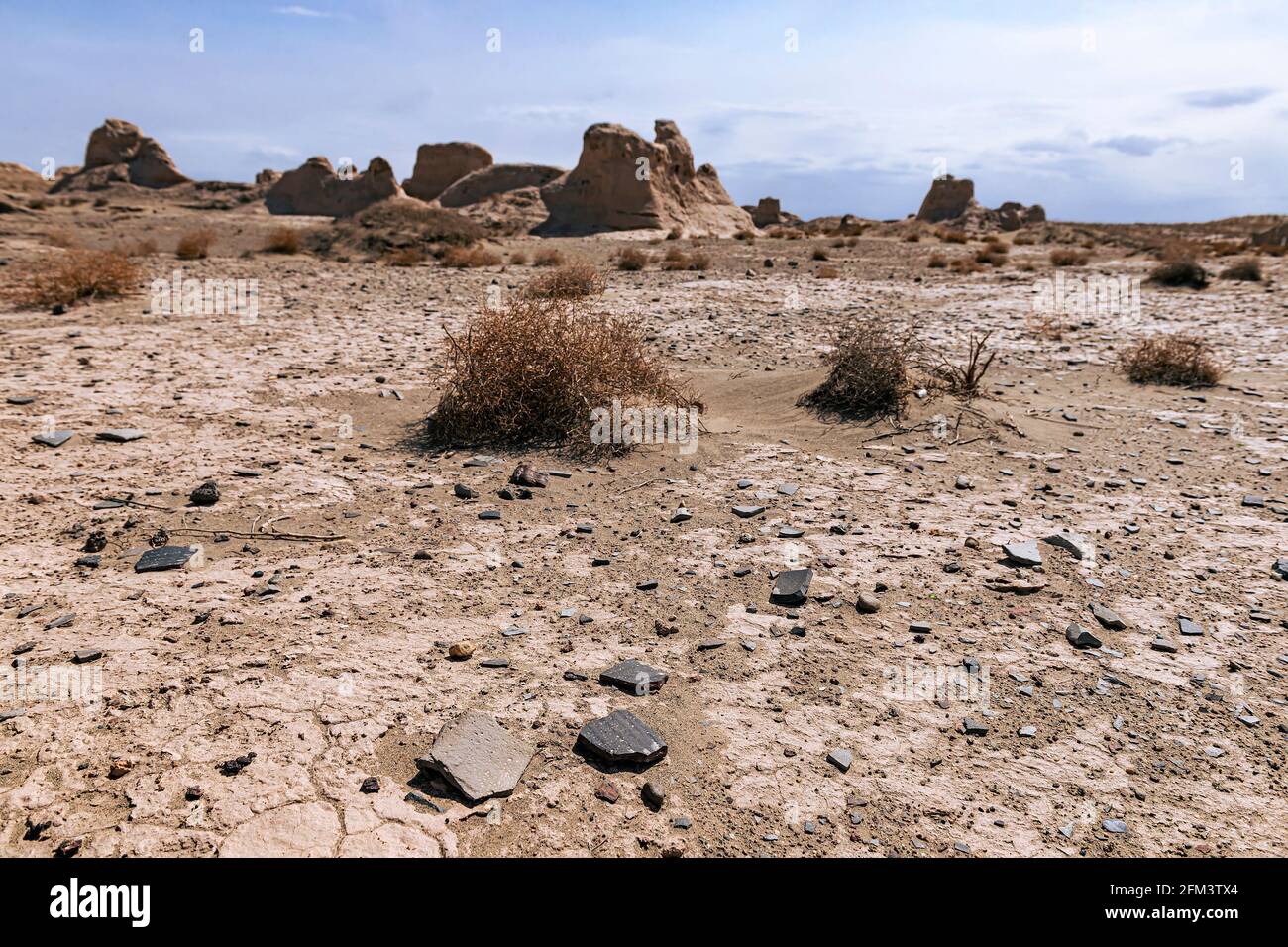 JINTA, CHINA - APRIL 2, 2021 - A view of East ancient city ruins, Jinta ...
