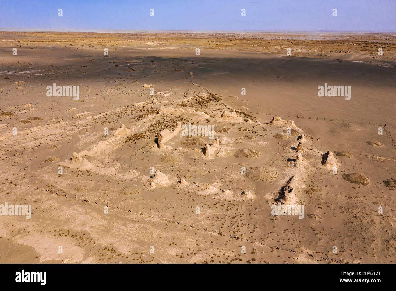 JINTA, CHINA - APRIL 2, 2021 - A view of East ancient city ruins, Jinta ...
