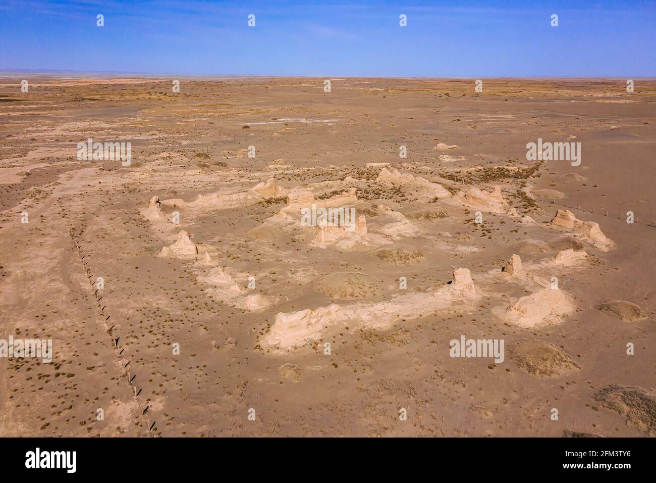 JINTA, CHINA - APRIL 2, 2021 - A view of East ancient city ruins, Jinta ...