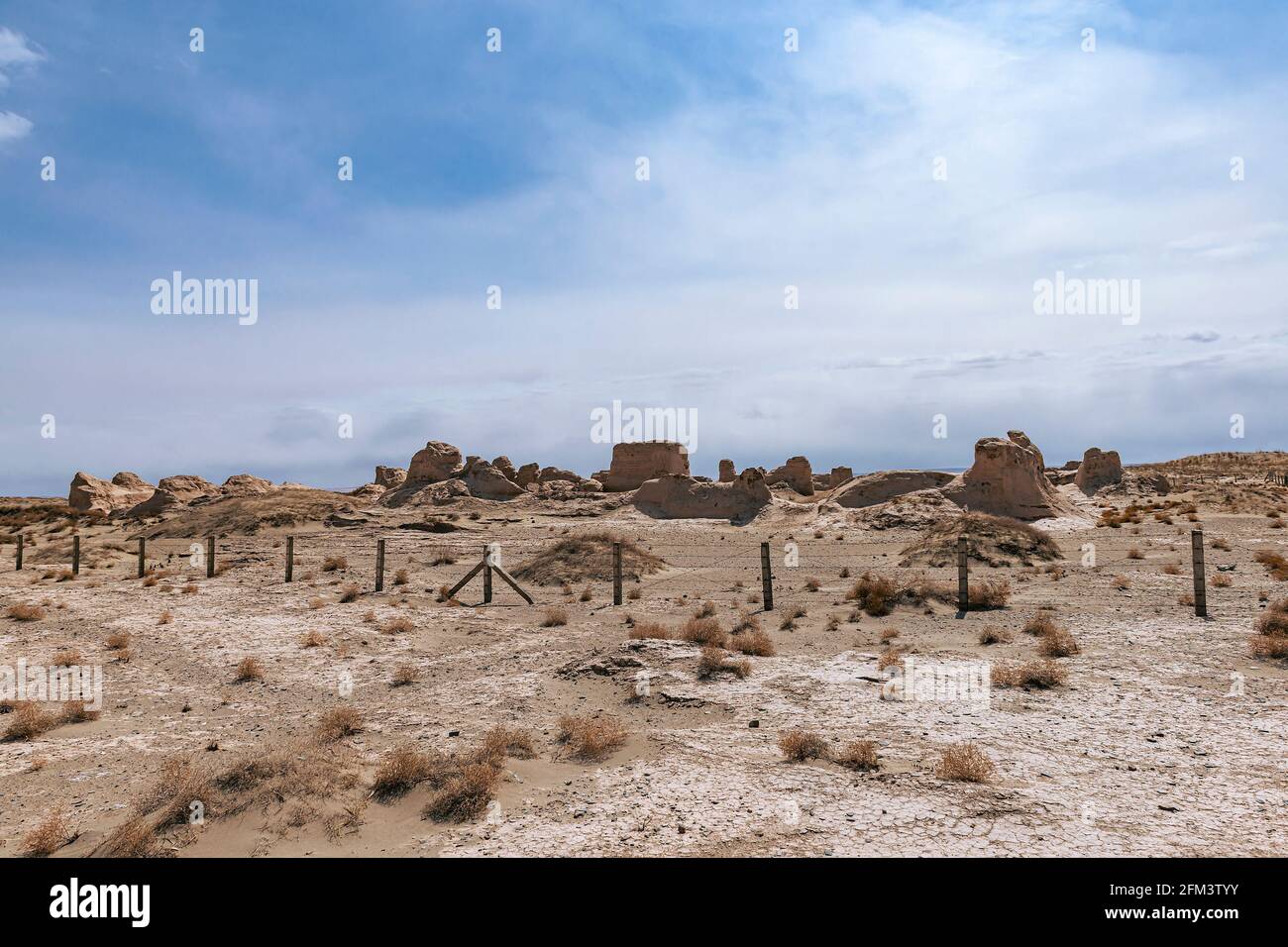 JINTA, CHINA - APRIL 2, 2021 - A view of East ancient city ruins, Jinta ...