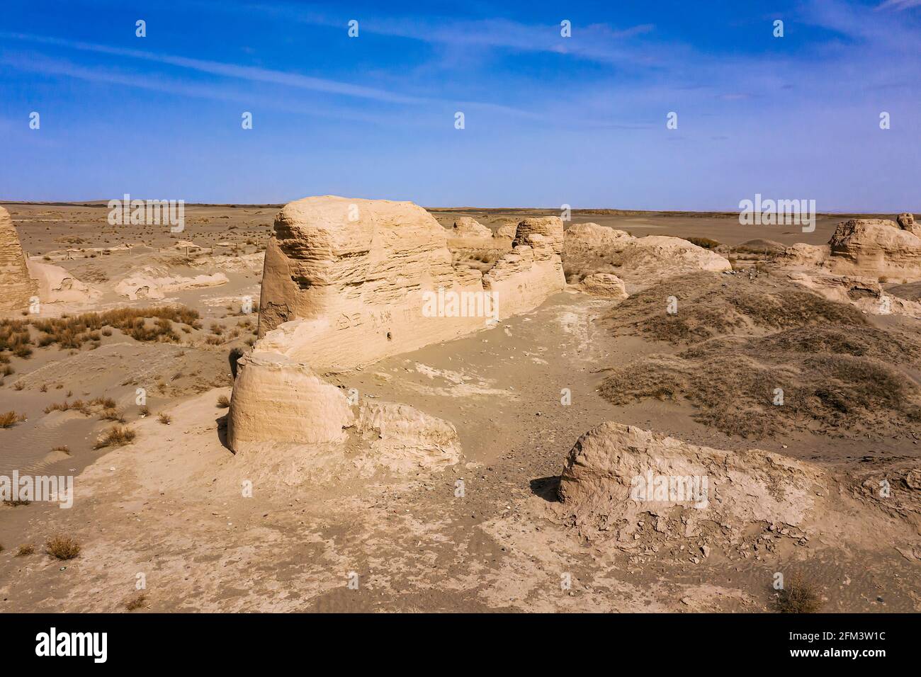 JINTA, CHINA - APRIL 2, 2021 - A view of East ancient city ruins, Jinta ...