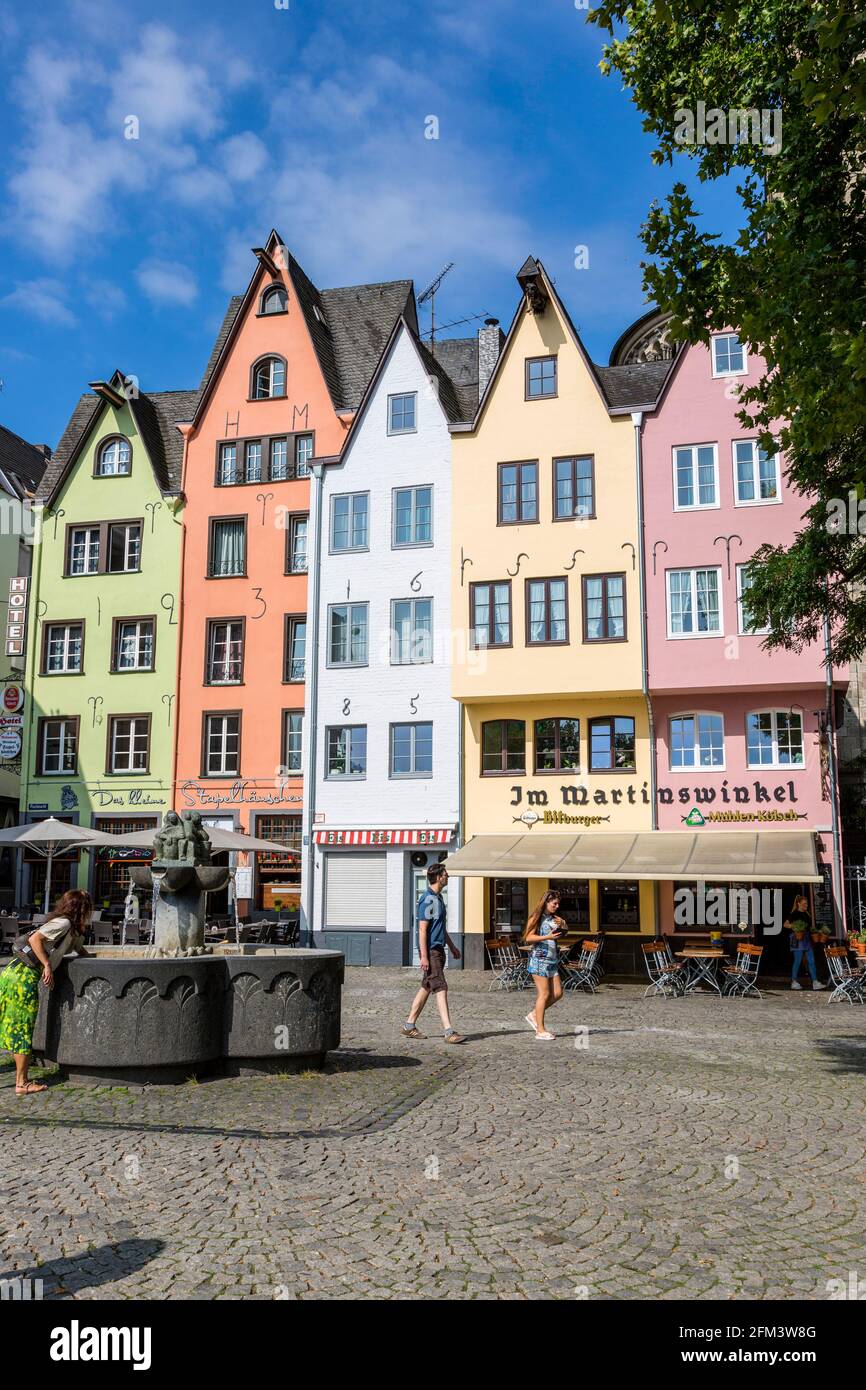 Cologne, Germany - July 07, 2018: Fountain "Fish shops" against a ...