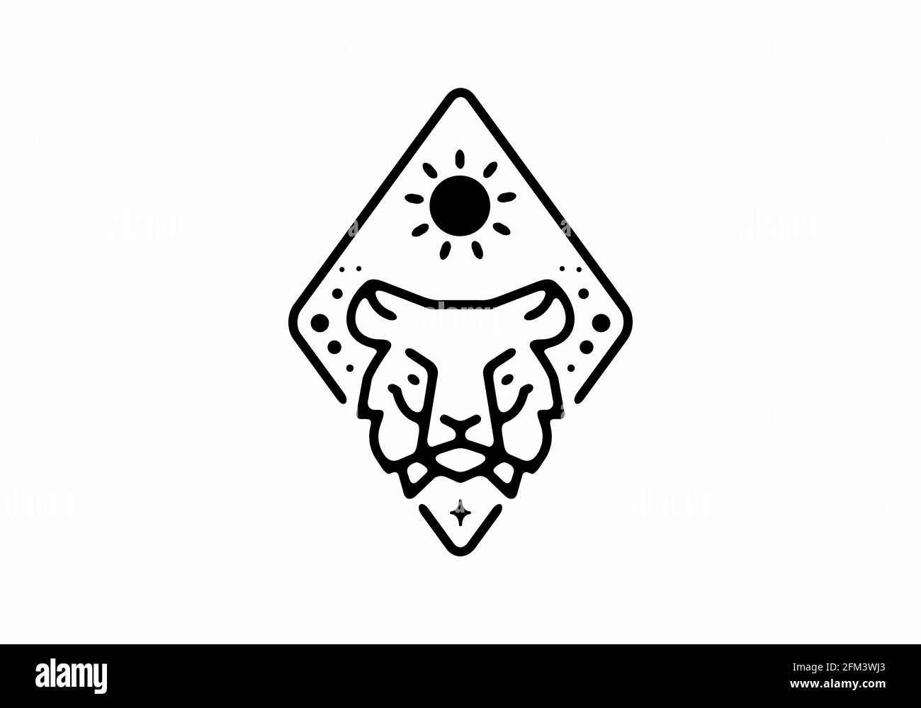 Black line art tiger head in diamond shape design Stock Vector Image ...
