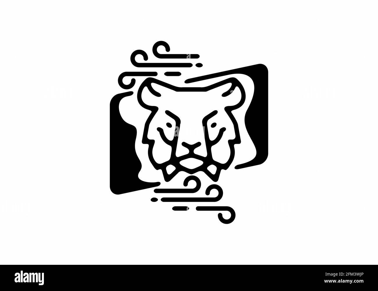 Black line art tiger head in rhombus shape design Stock Vector Image ...