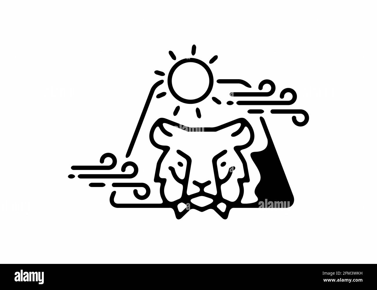 Black line art tiger head in trapezium shape design Stock Vector Image ...