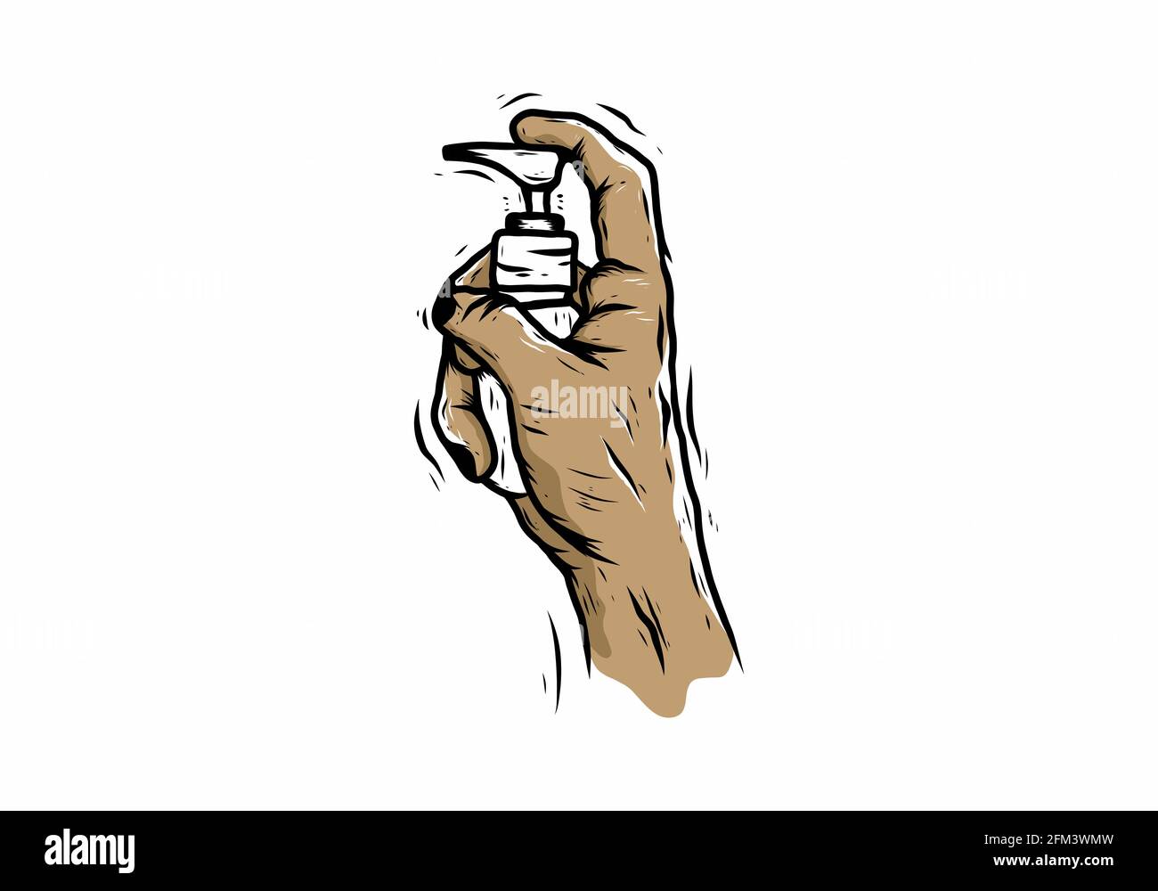 hands with disinfectant spray line art drawing design Stock Vector ...