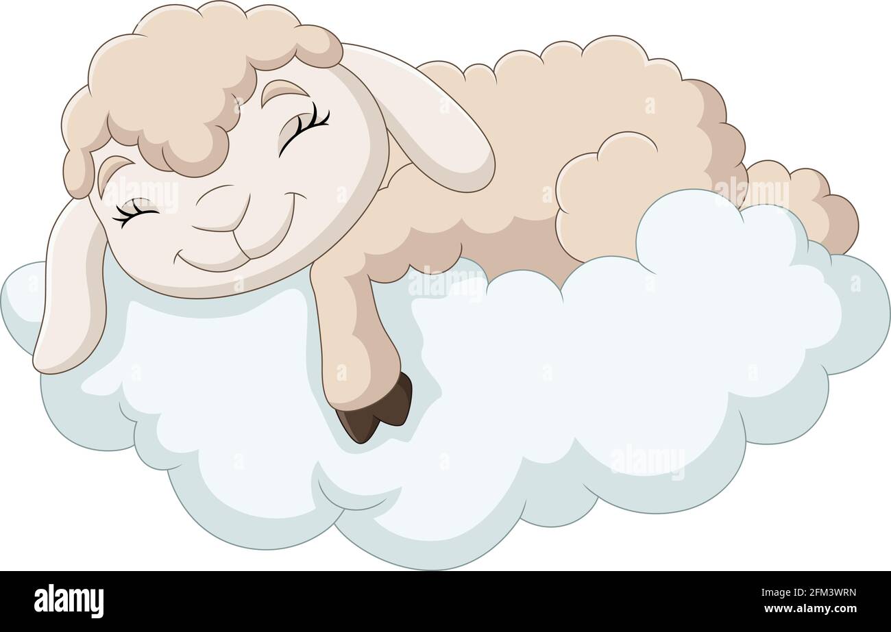 Cartoon baby sheep sleeping on the clouds Stock Vector Image & Art - Alamy