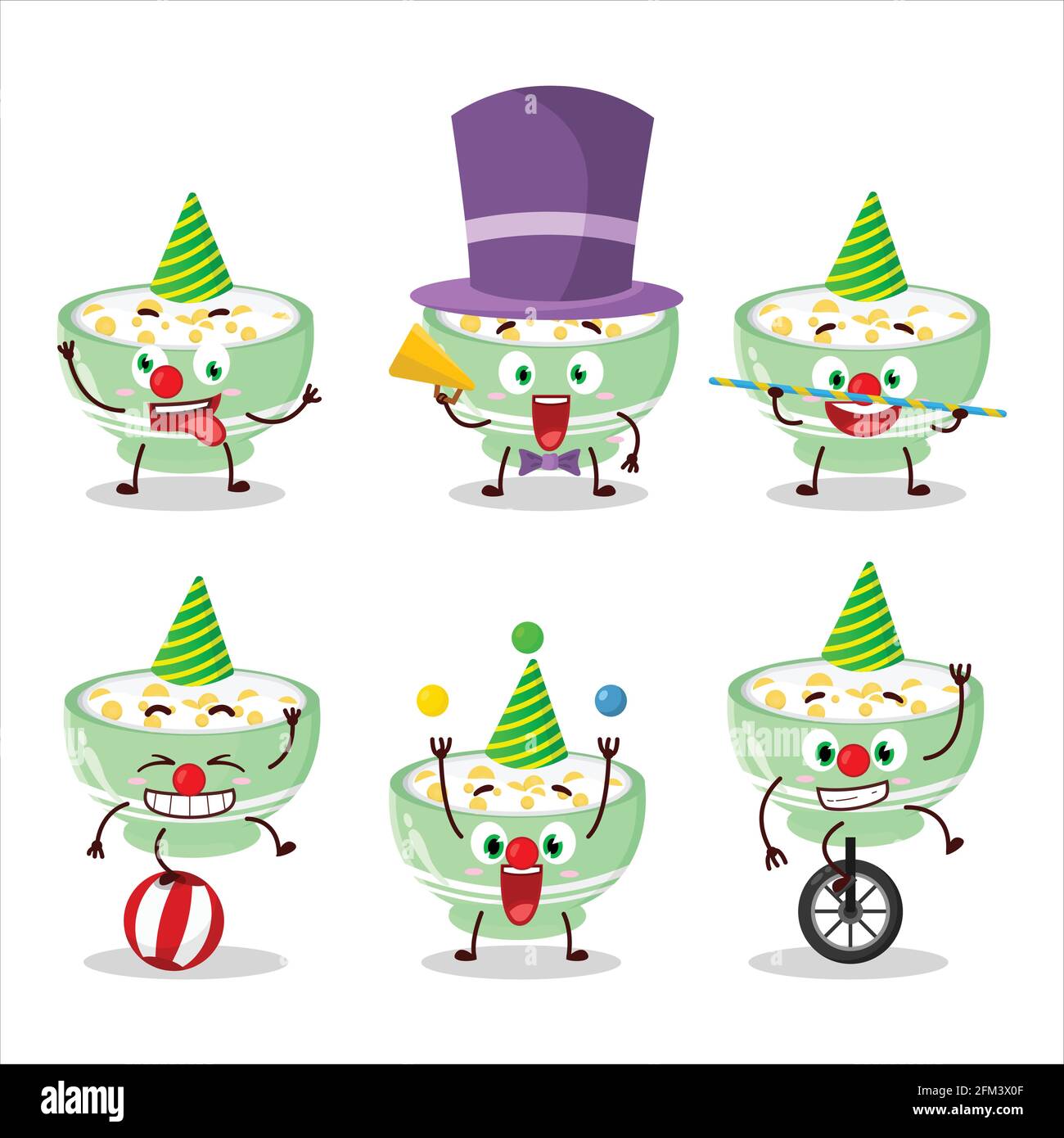 Cartoon character of cornflakes with various circus shows. Vector ...