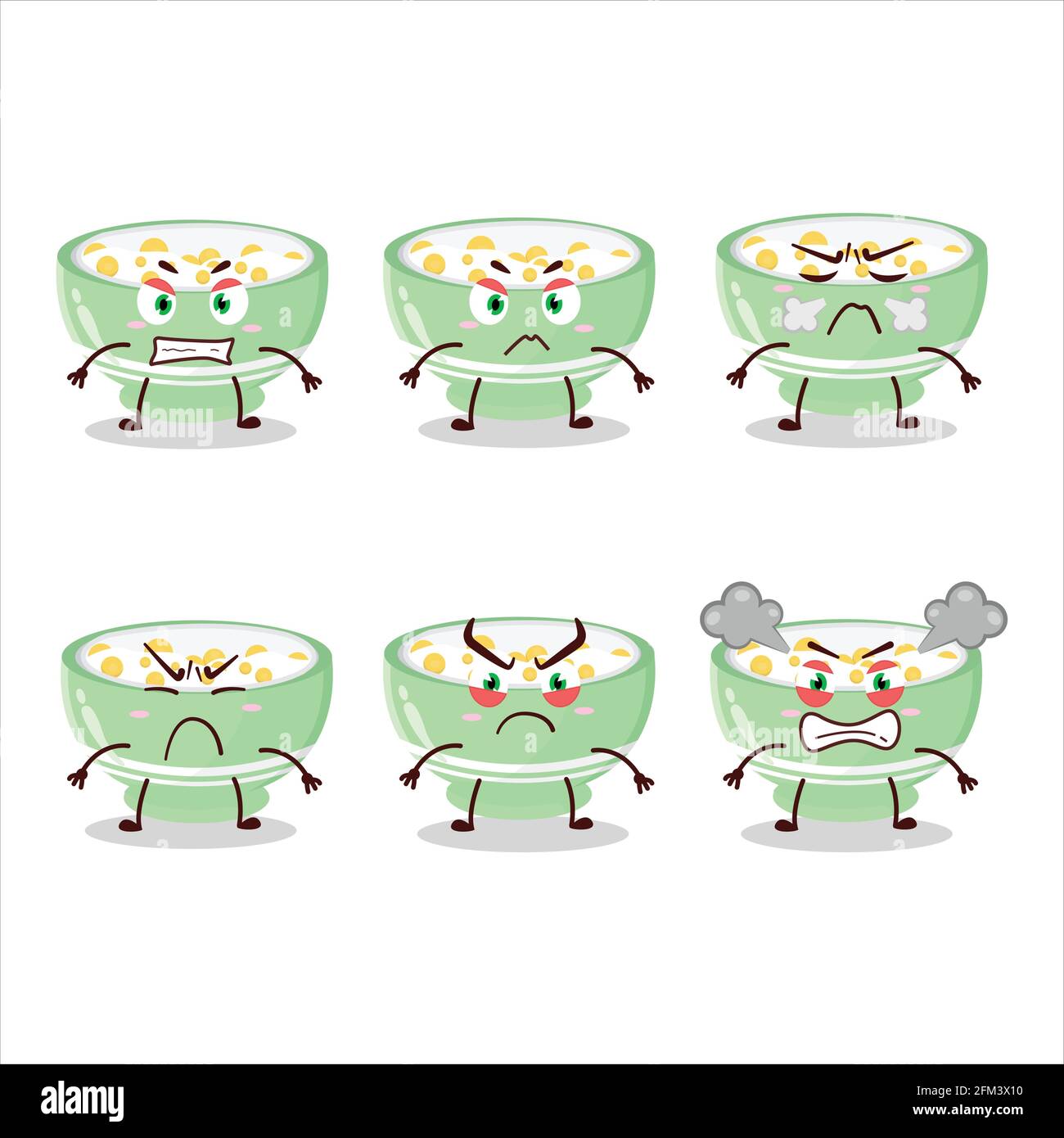 Cornflakes cartoon character with various angry expressions. Vector ...
