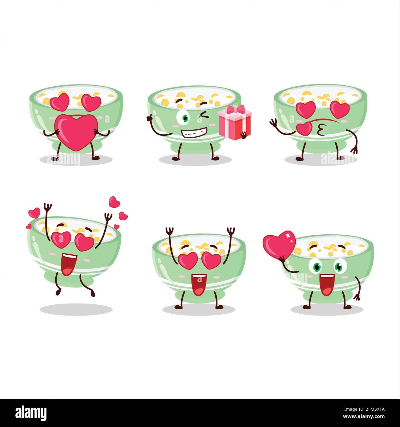 Cornflakes cartoon character with love cute emoticon. Vector ...