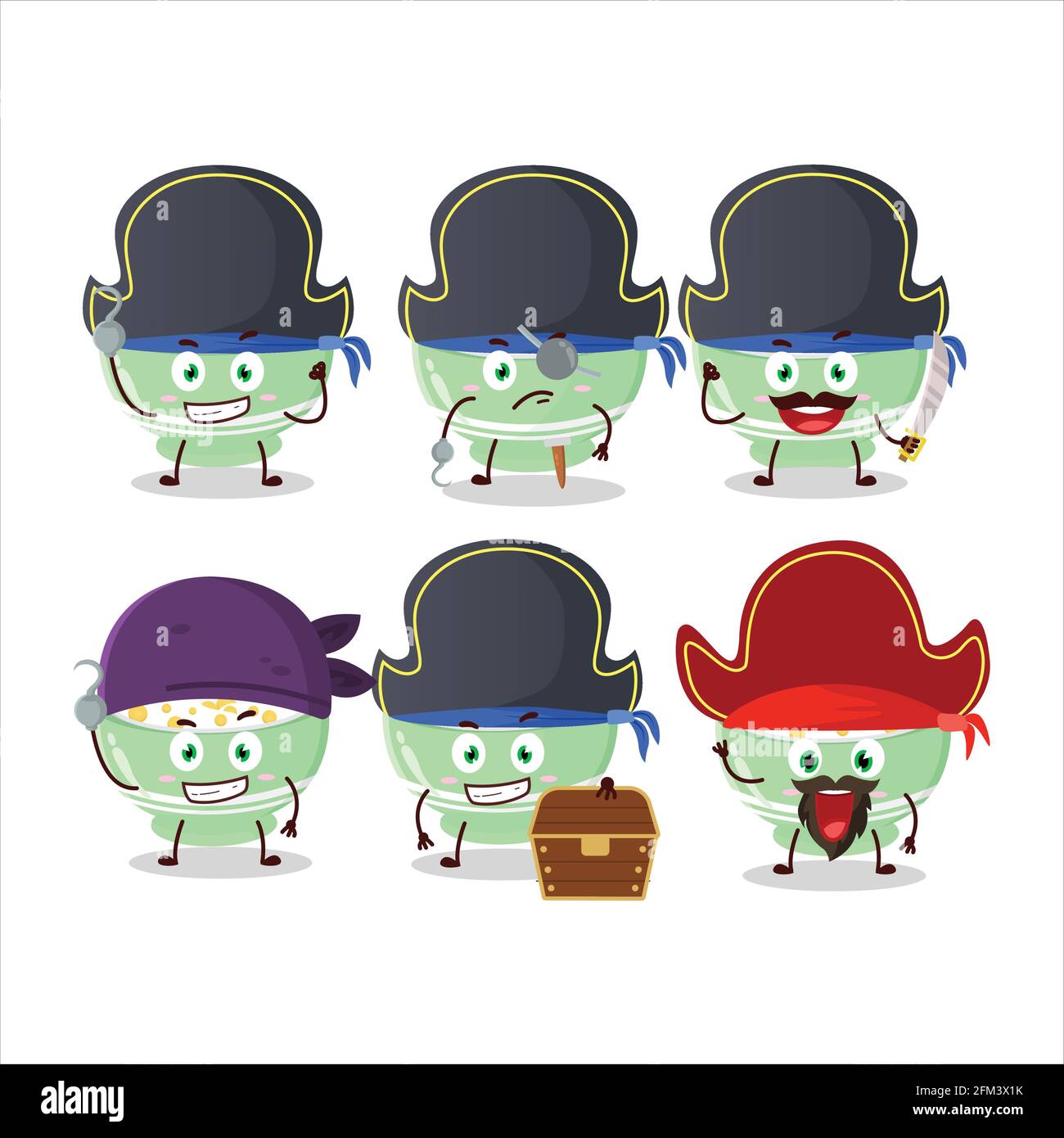 Cartoon character of cornflakes with various pirates emoticons. Vector ...
