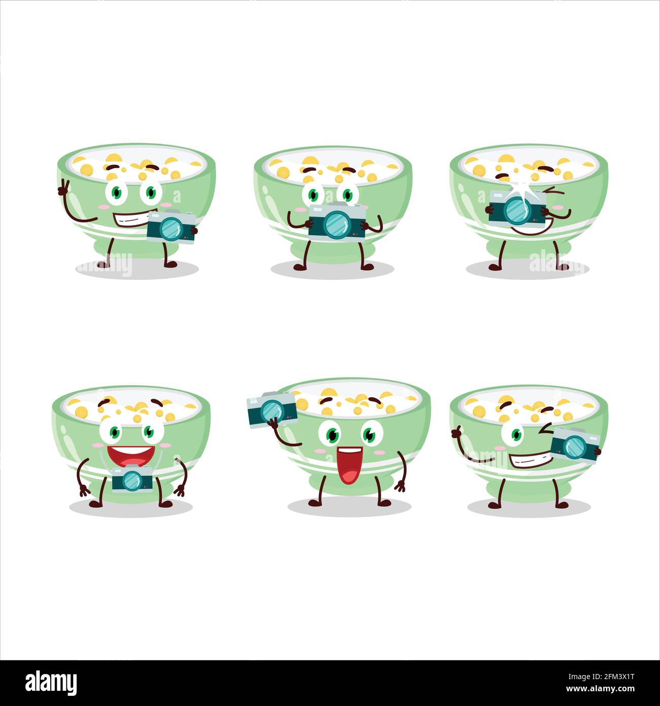 Photographer profession emoticon with cornflakes cartoon character ...