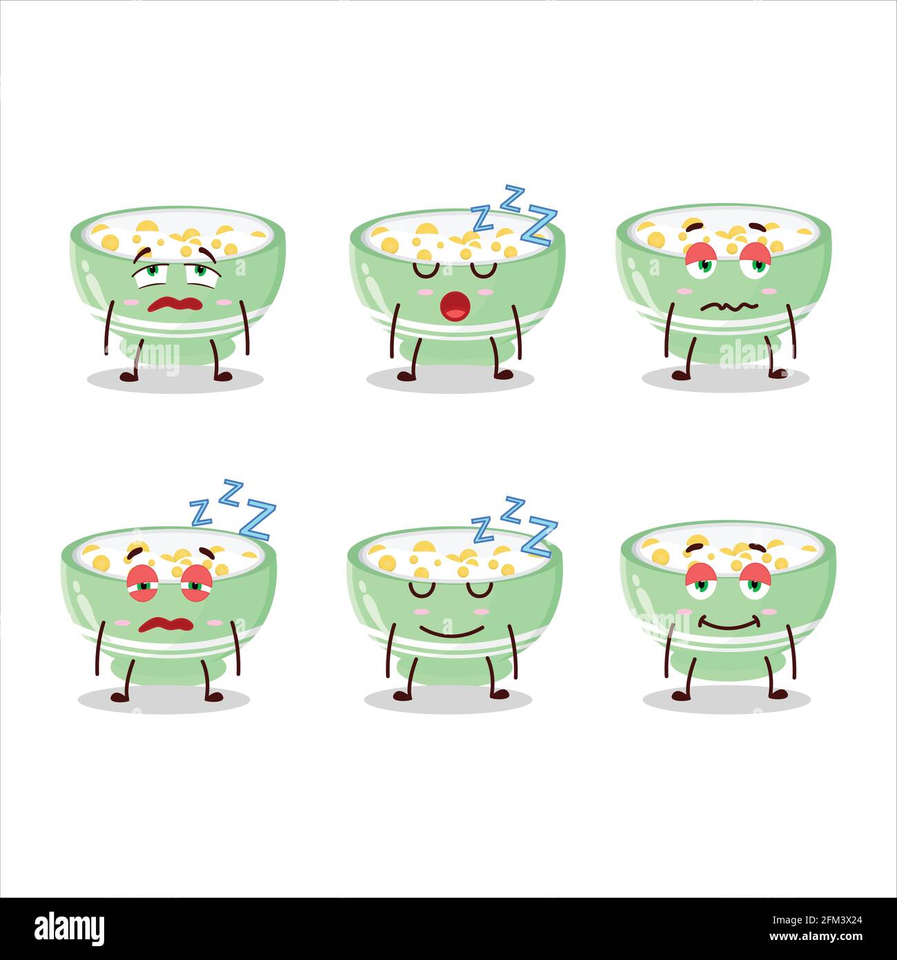 Cartoon character of cornflakes with sleepy expression. Vector ...