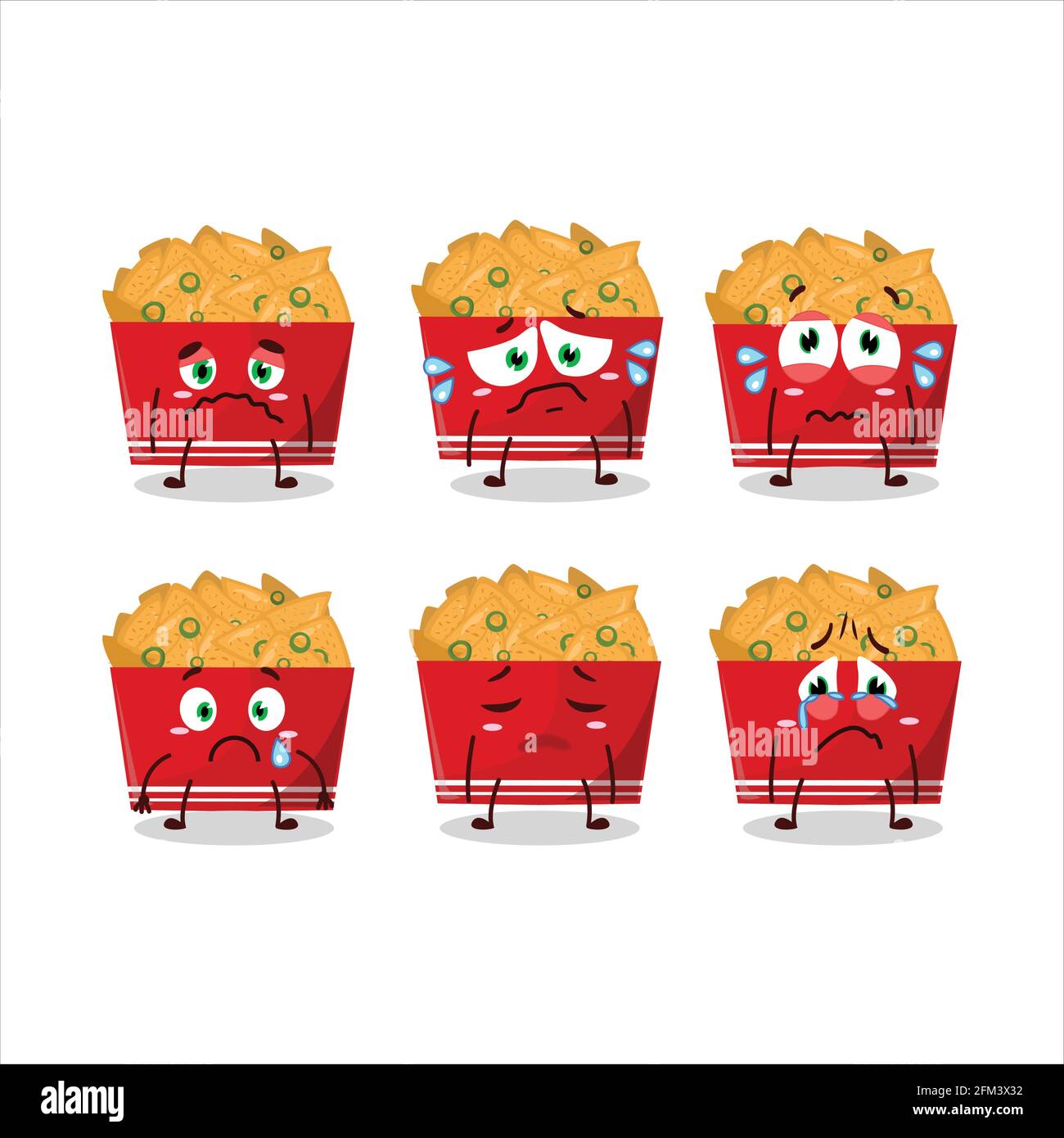 Nachos cartoon in character with sad expression. Vector illustration ...