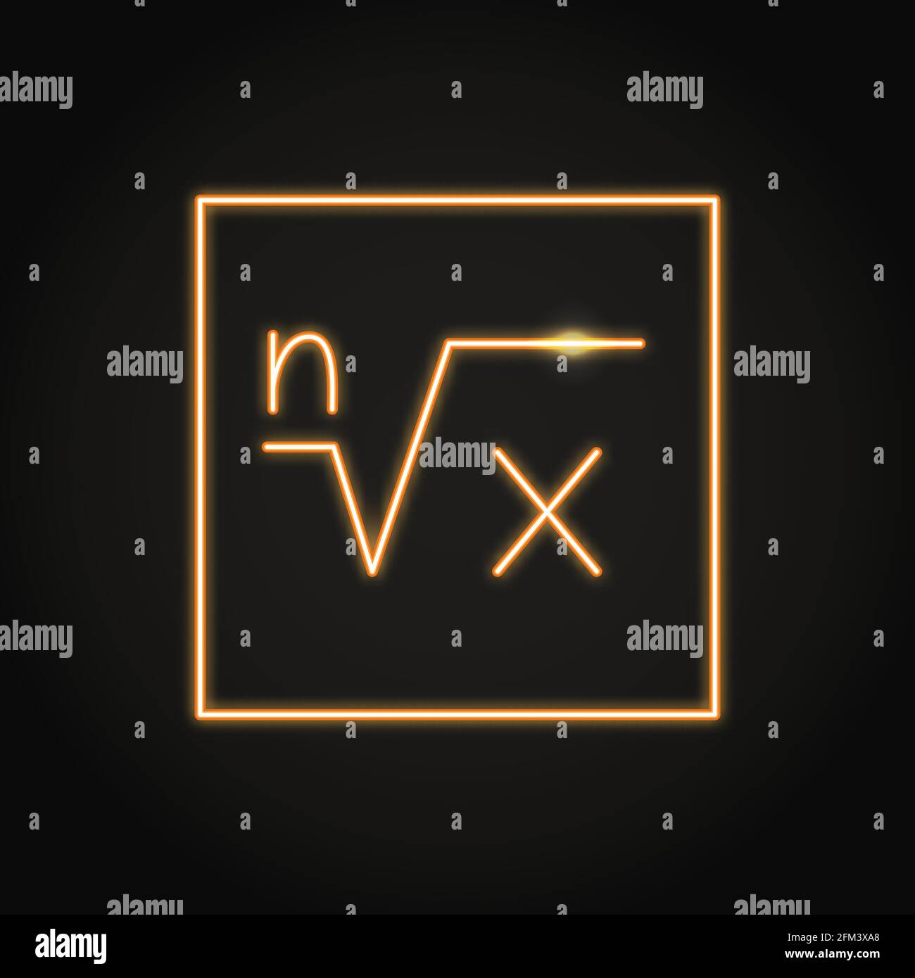 Neon math powers and roots icon in line style. Mathematics index symbol ...