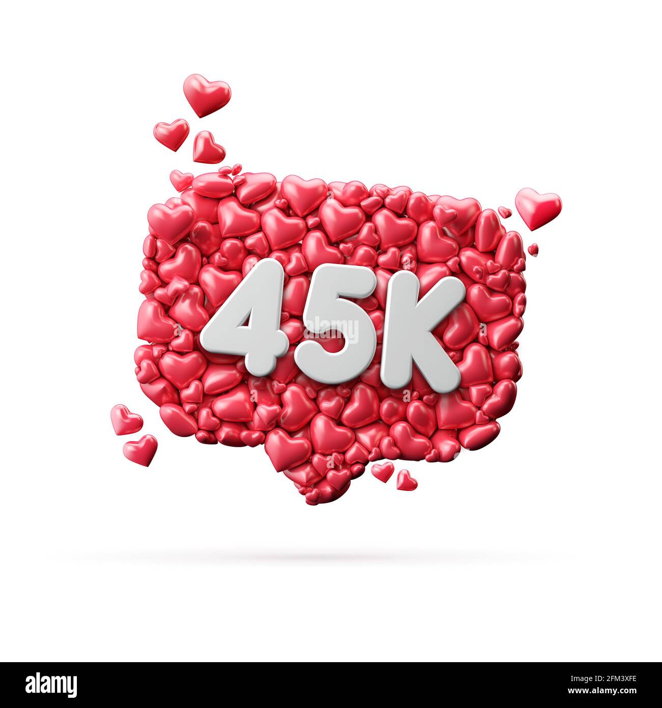 45 thousand social media influencer subscribe or follow banner. 3D ...