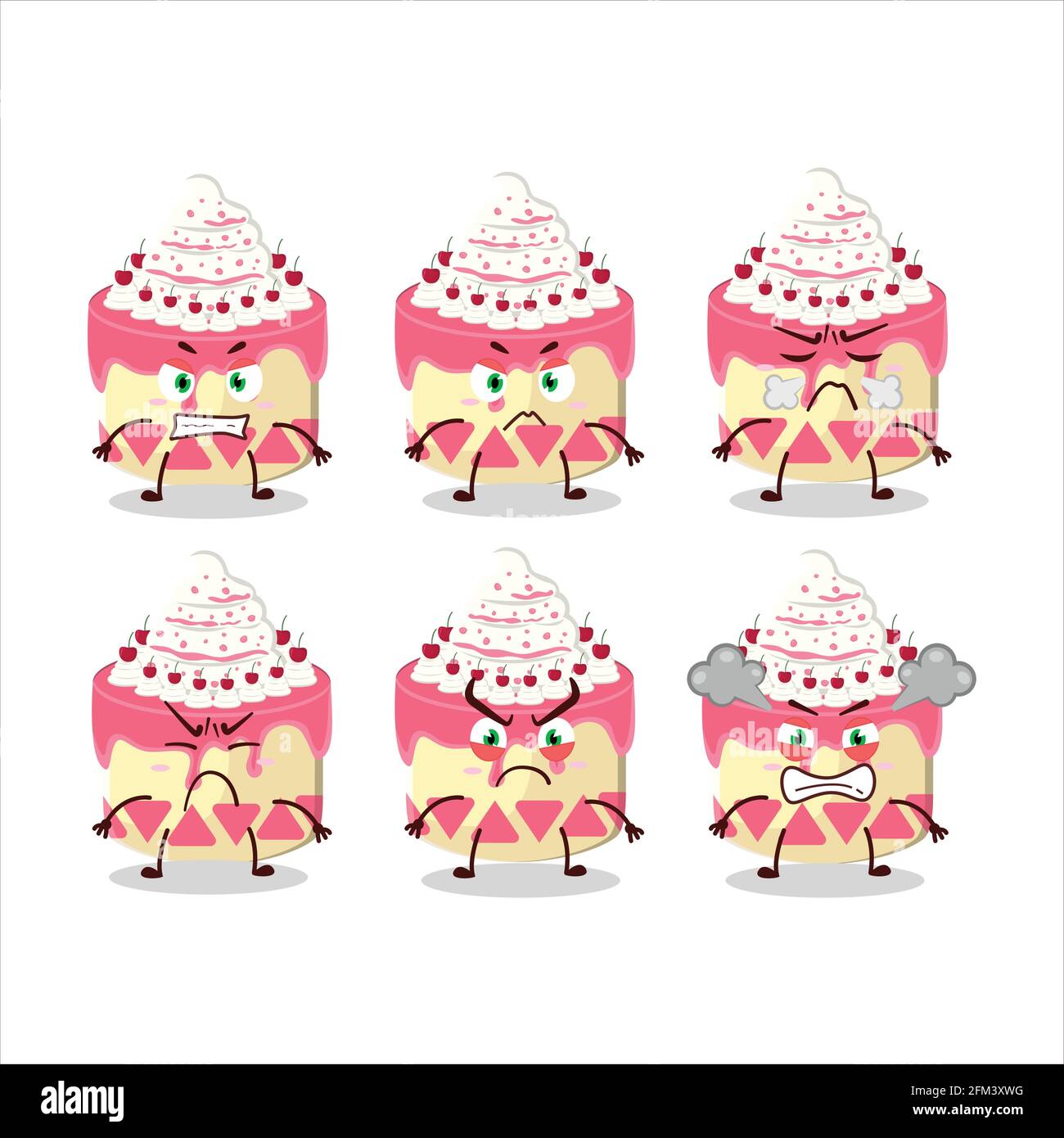 Sweety cake cherry cartoon character with various angry expressions ...