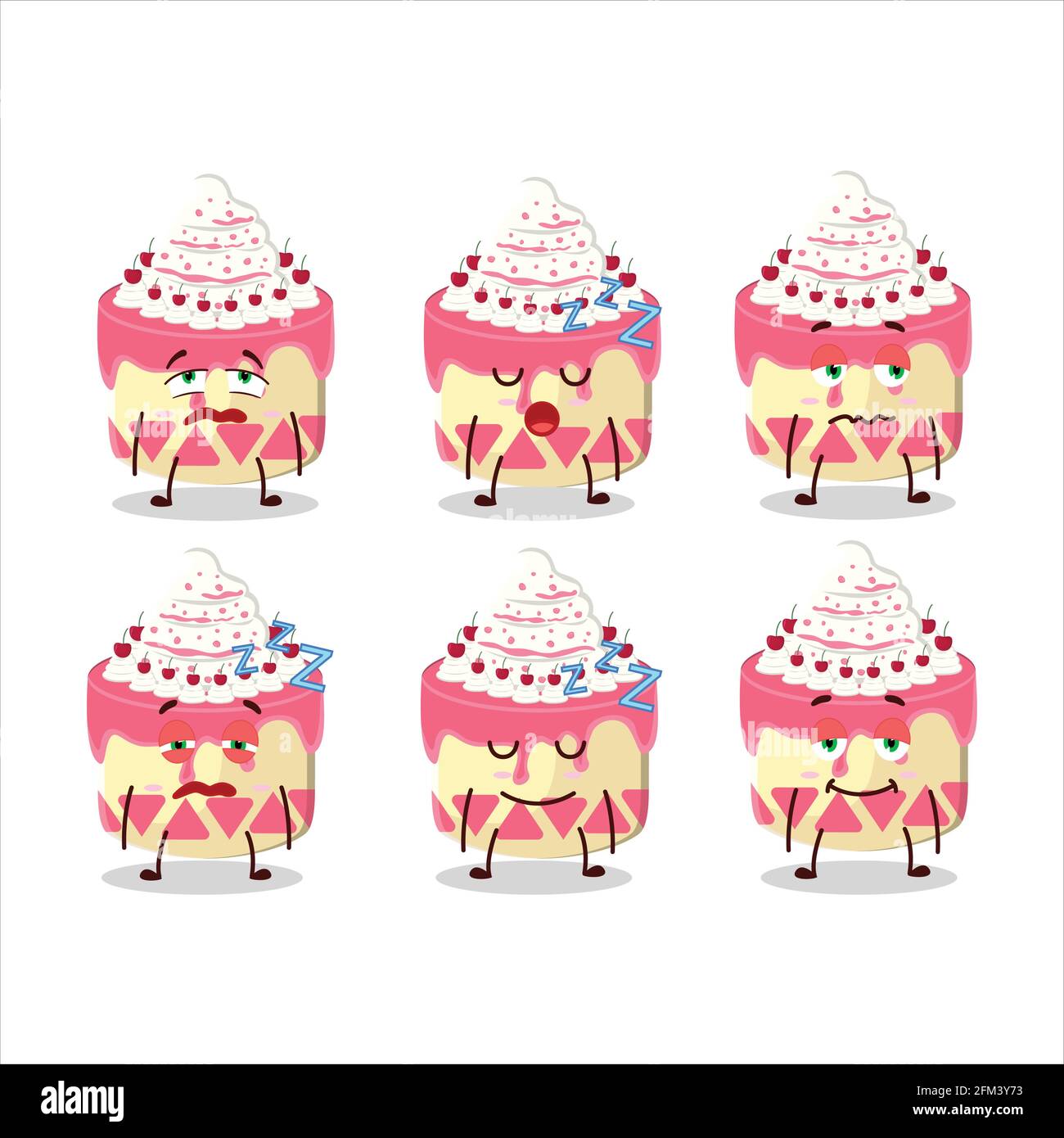 Cartoon character of sweety cake cherry with sleepy expression. Vector ...