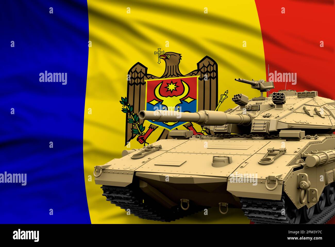 Moldova modern tank with not real design on the flag background - tank ...