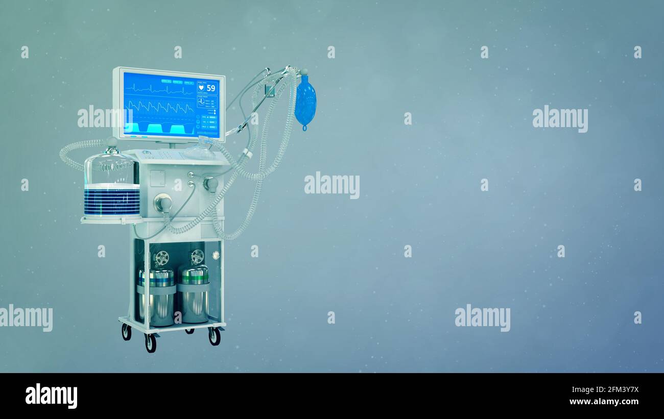 ICU medical ventilator rendered, healthcare 3d illustration Stock Photo ...
