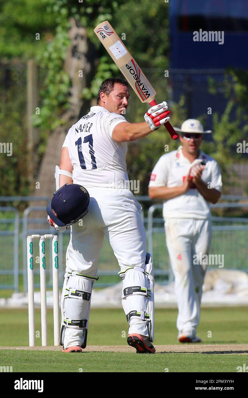 Graham Napier of Essex (L) celebrates scoring a century, 100 runs ...