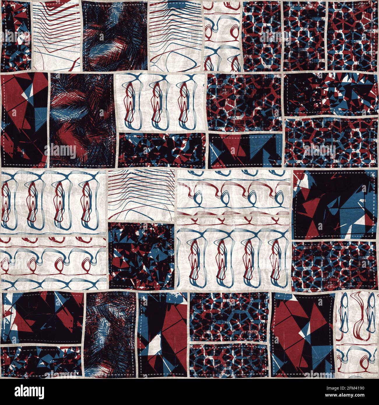 Seamless patchwork collage mix quilt pattern print Stock Photo - Alamy