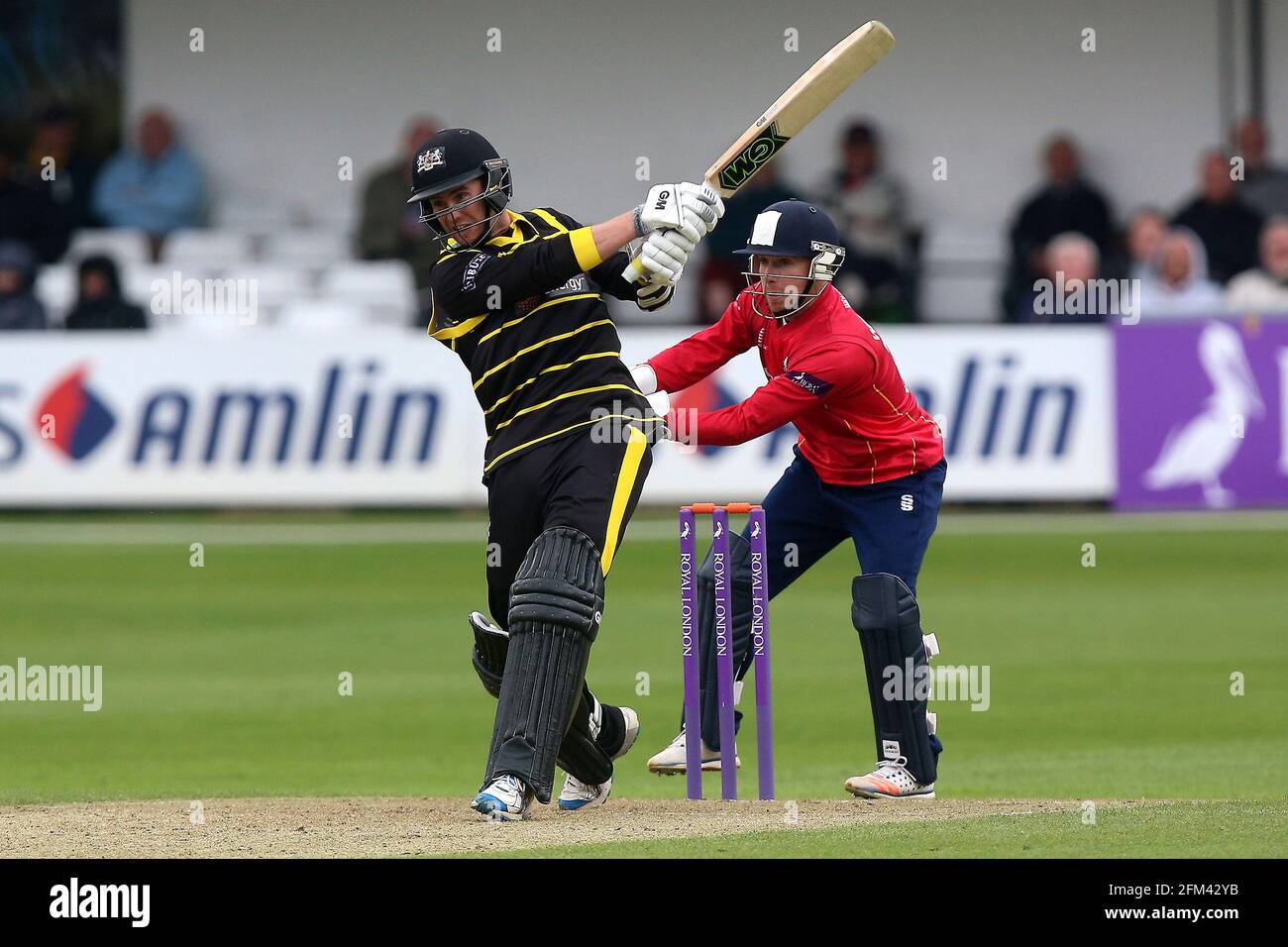 Ian Cockbain in batting action for Gloucestershire as Adam Wheater ...