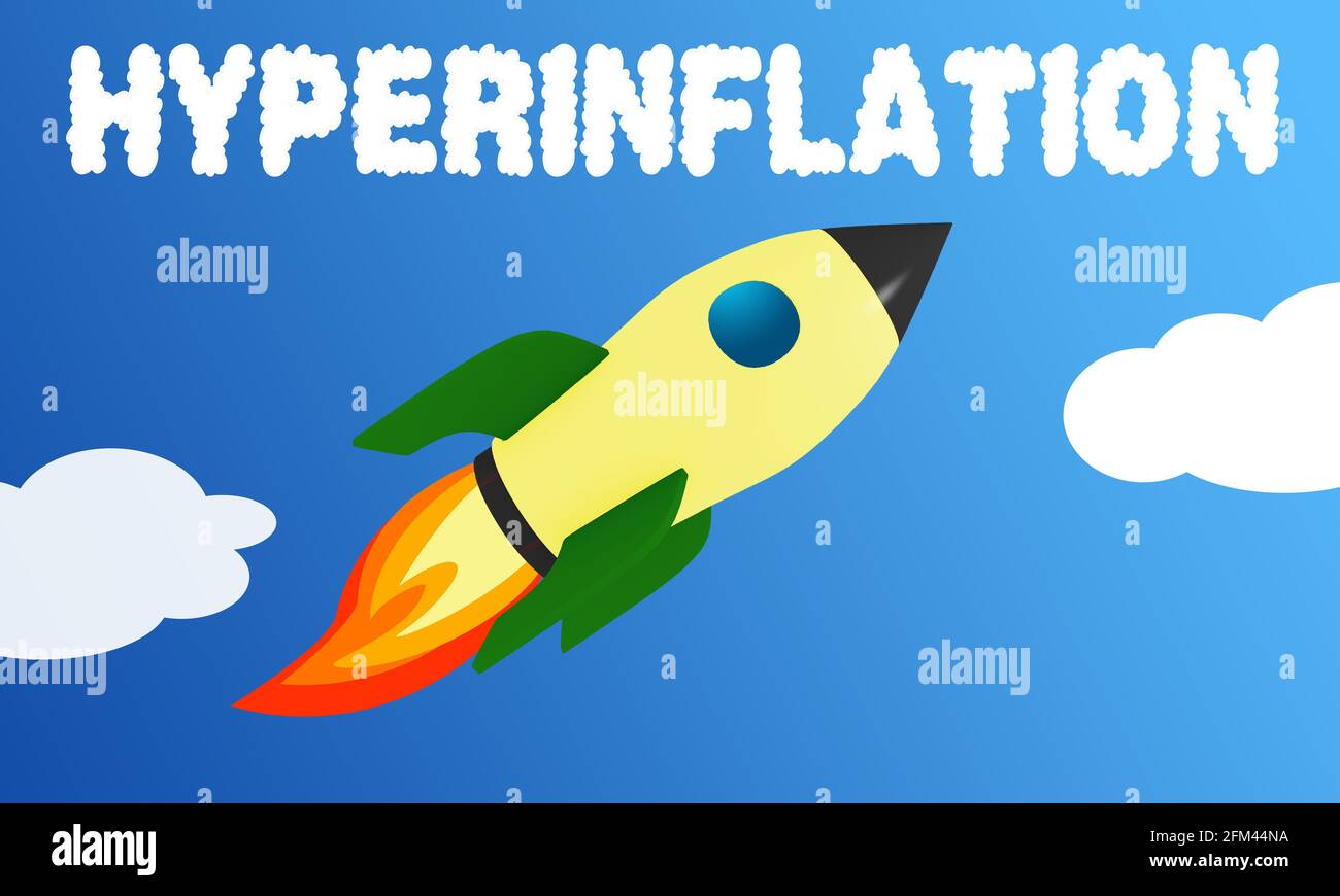 Rocket boost in the sky concept with 3d illustration render of comic ...