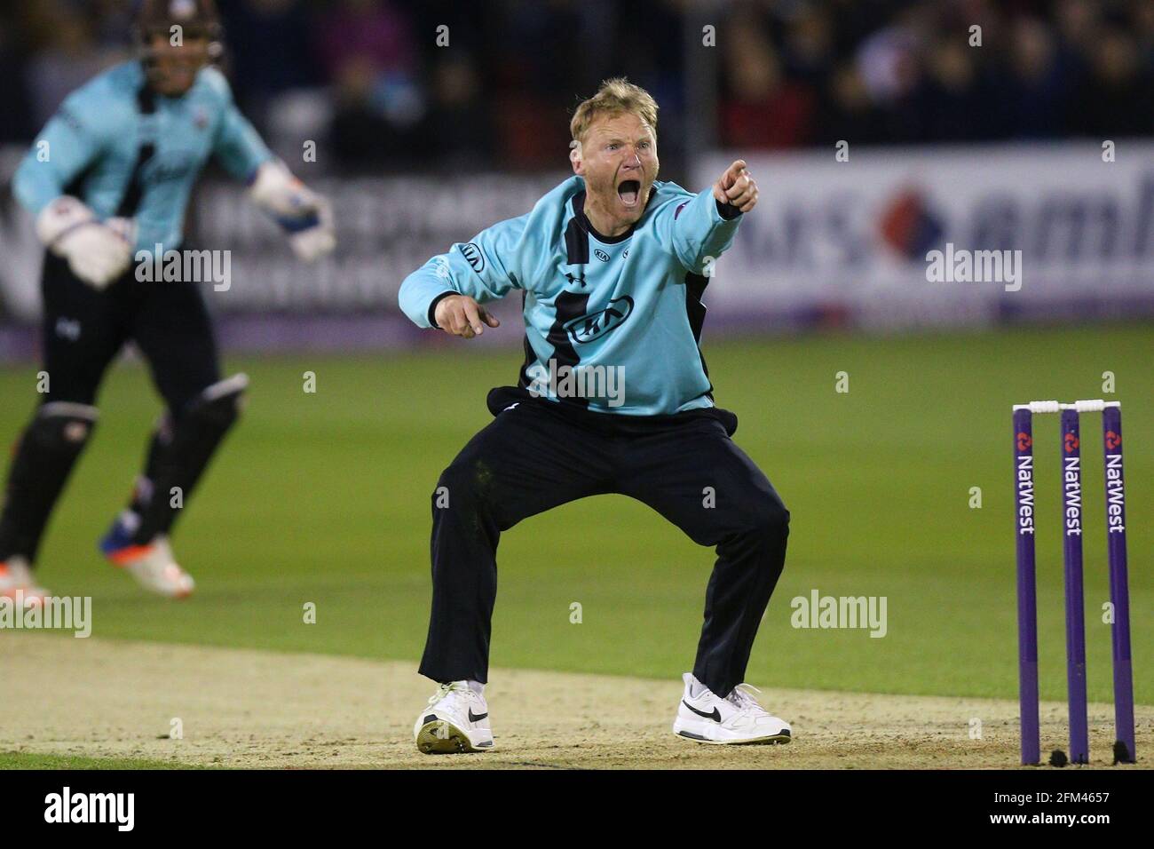 Gareth Batty with an appeal for a wicket during Essex Eagles vs Surrey ...