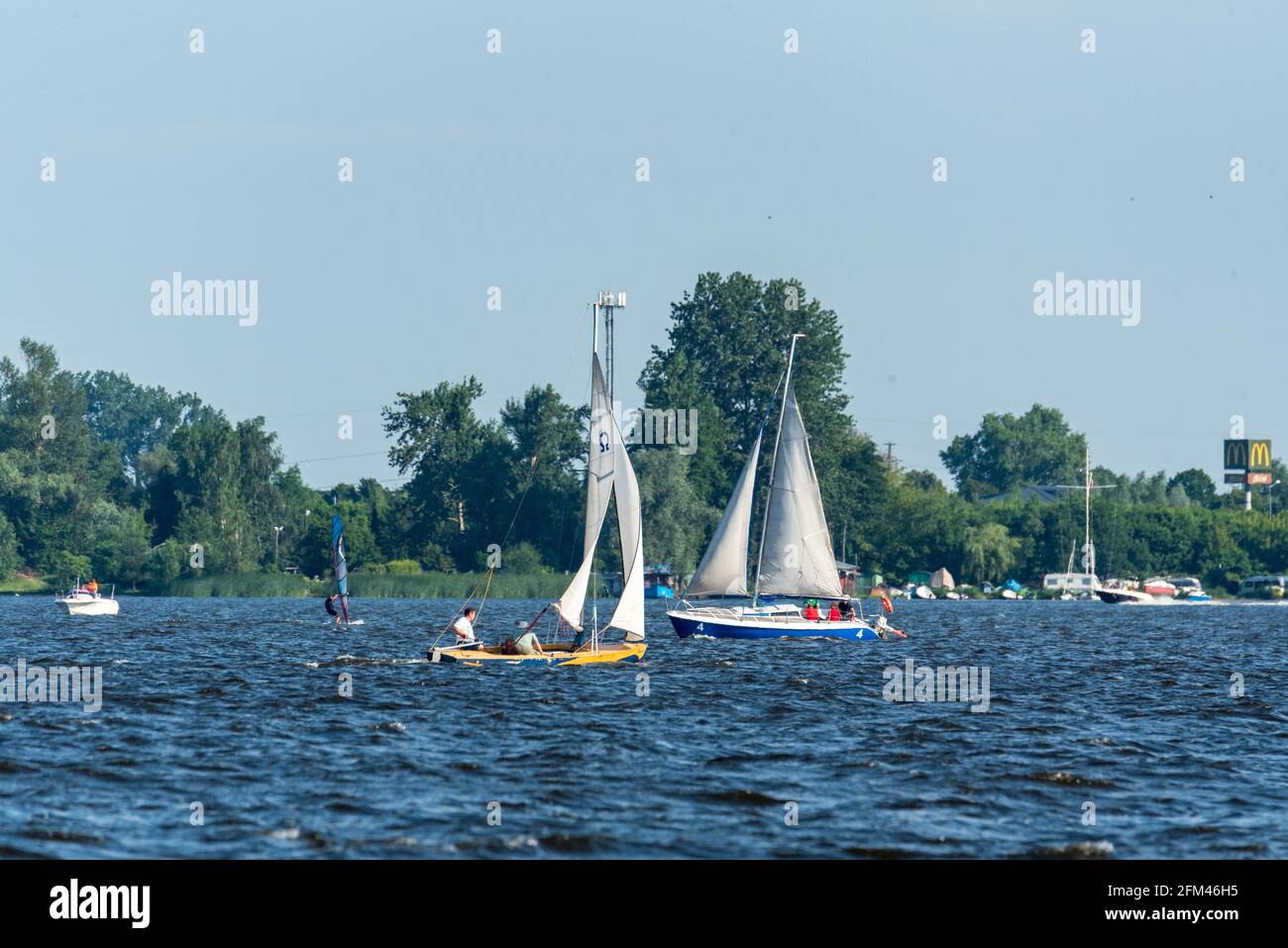 Zegrze, Poland - June 25, 2020: Sailboats on the water, sailing season ...