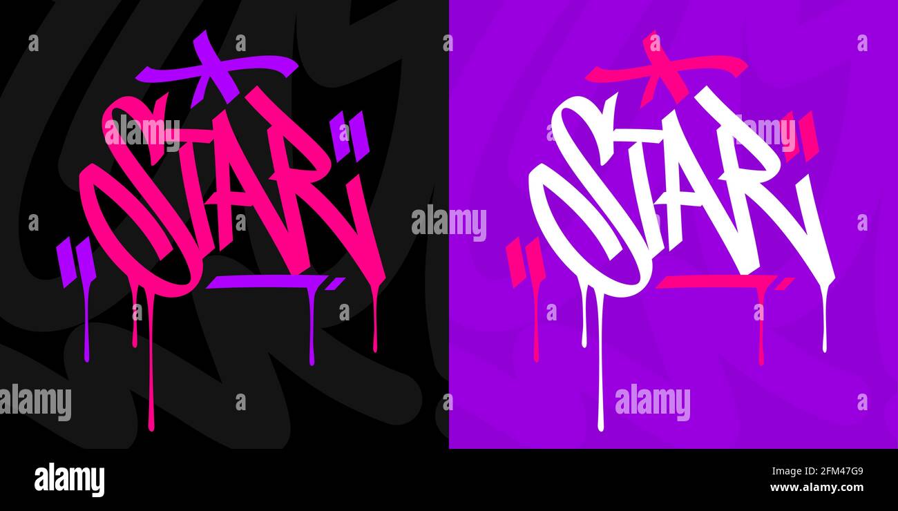 Hip Hop Hand Written Urban Graffiti Style Word Star Vector Illustration ...