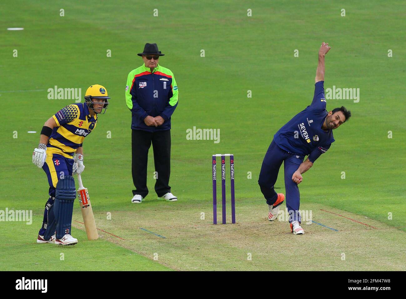 Ravi Bopara in bowling action for Essex during Glamorgan vs Essex ...