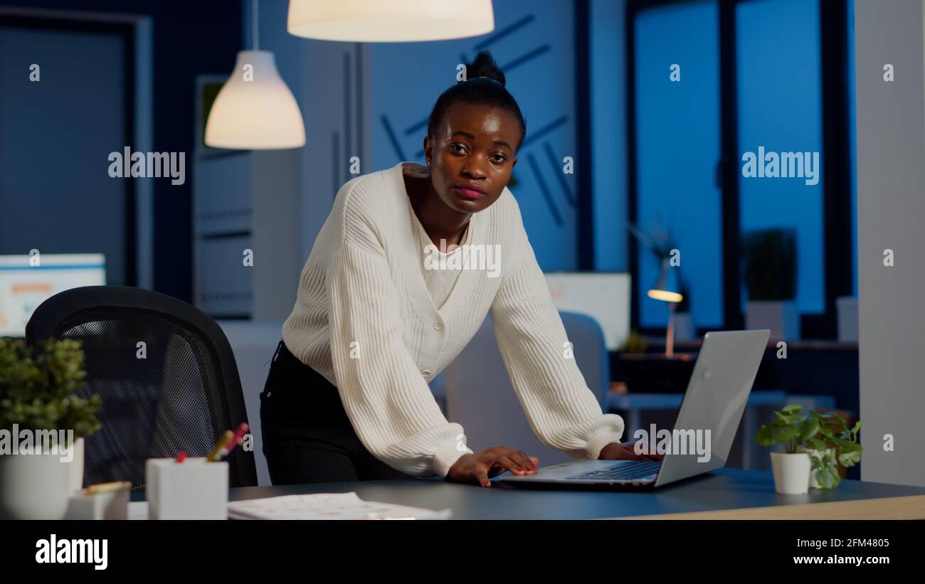 Focused black manager reading tasks hi-res stock photography and images ...