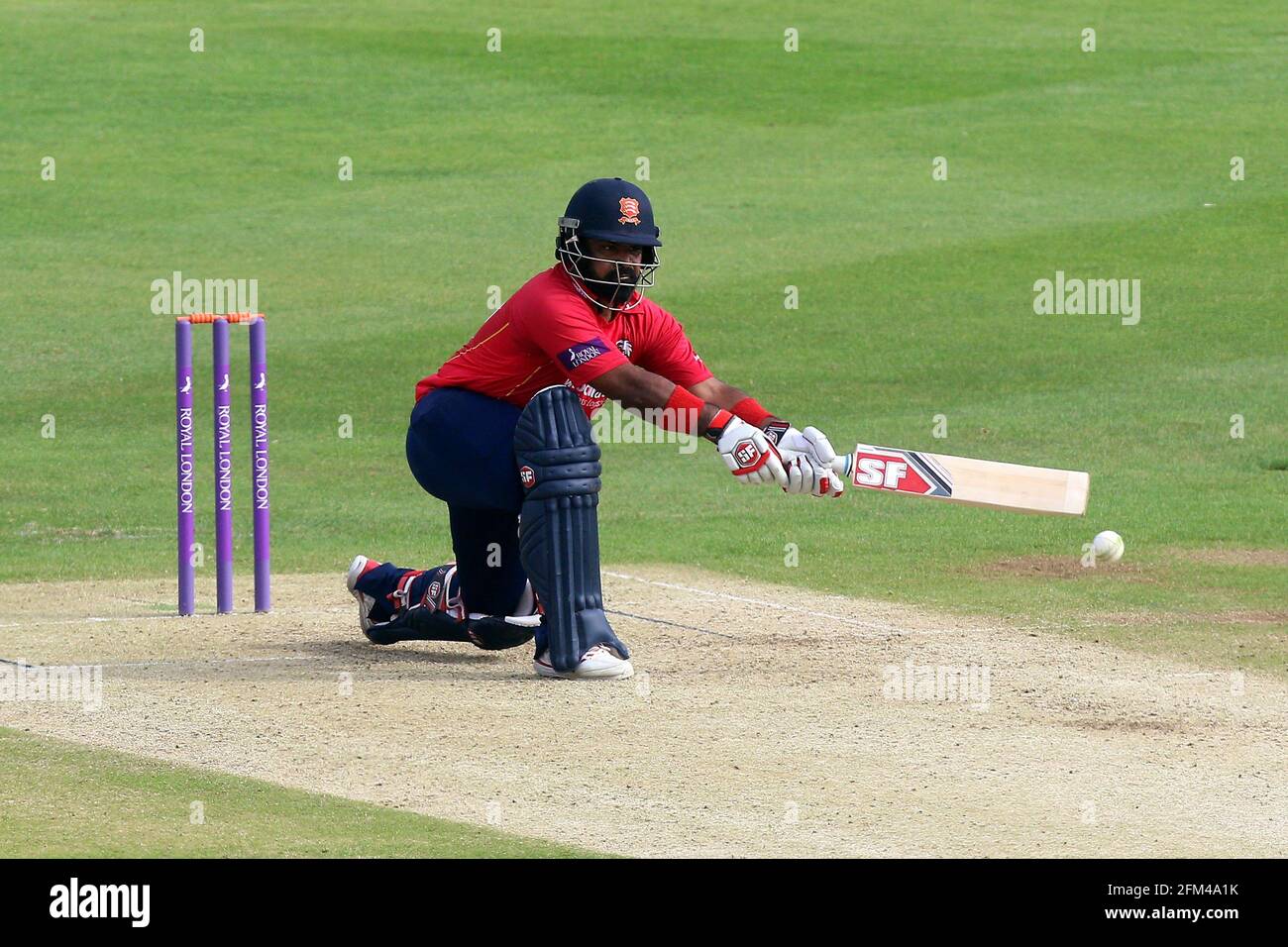 Ashar Zaidi in batting action for Essex during Kent Spitfires vs Essex ...