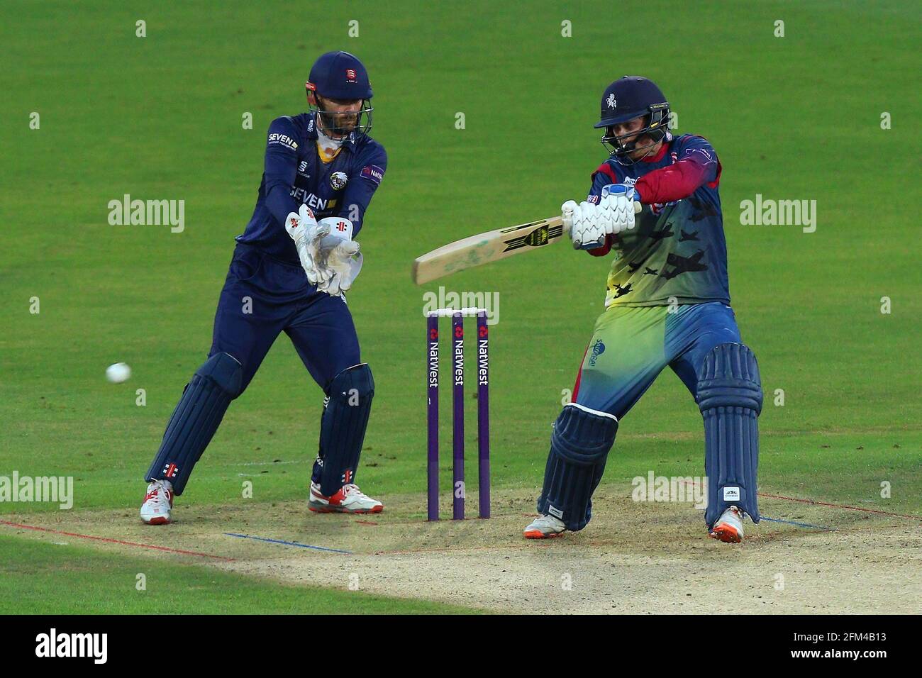 Sam Northeast in batting action for Kent as James Foster looks on from behind the stumps during ...