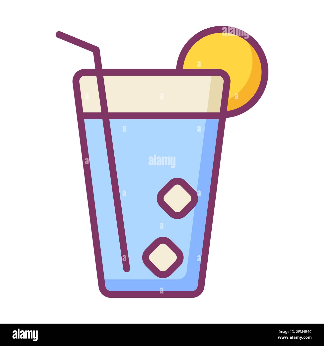 drink glass ice cold single isolated icon with filled line style vector ...